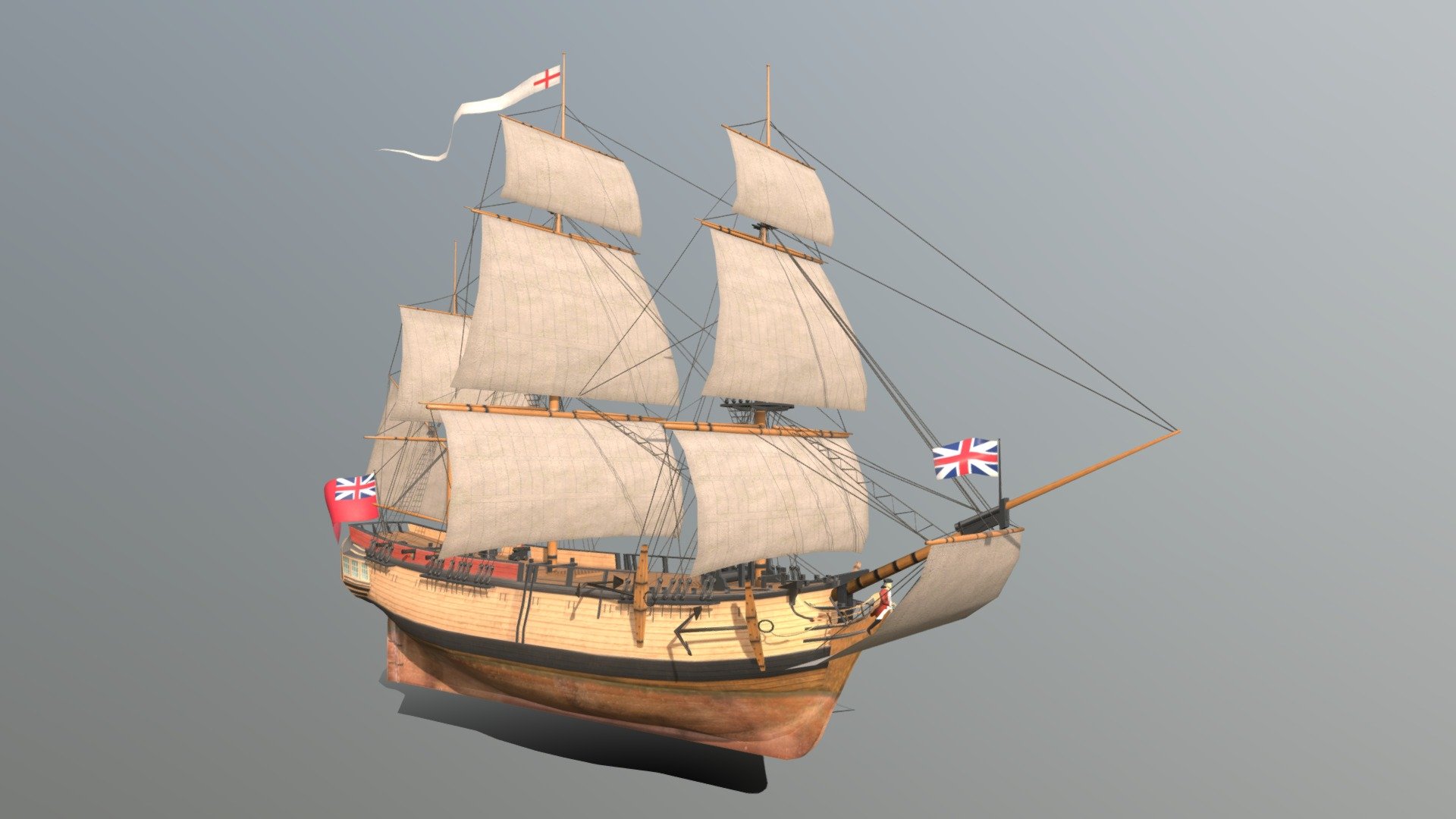 HMS Sirius 1788 - 3D model by David Cooper (@majikstan) [29628fe ...
