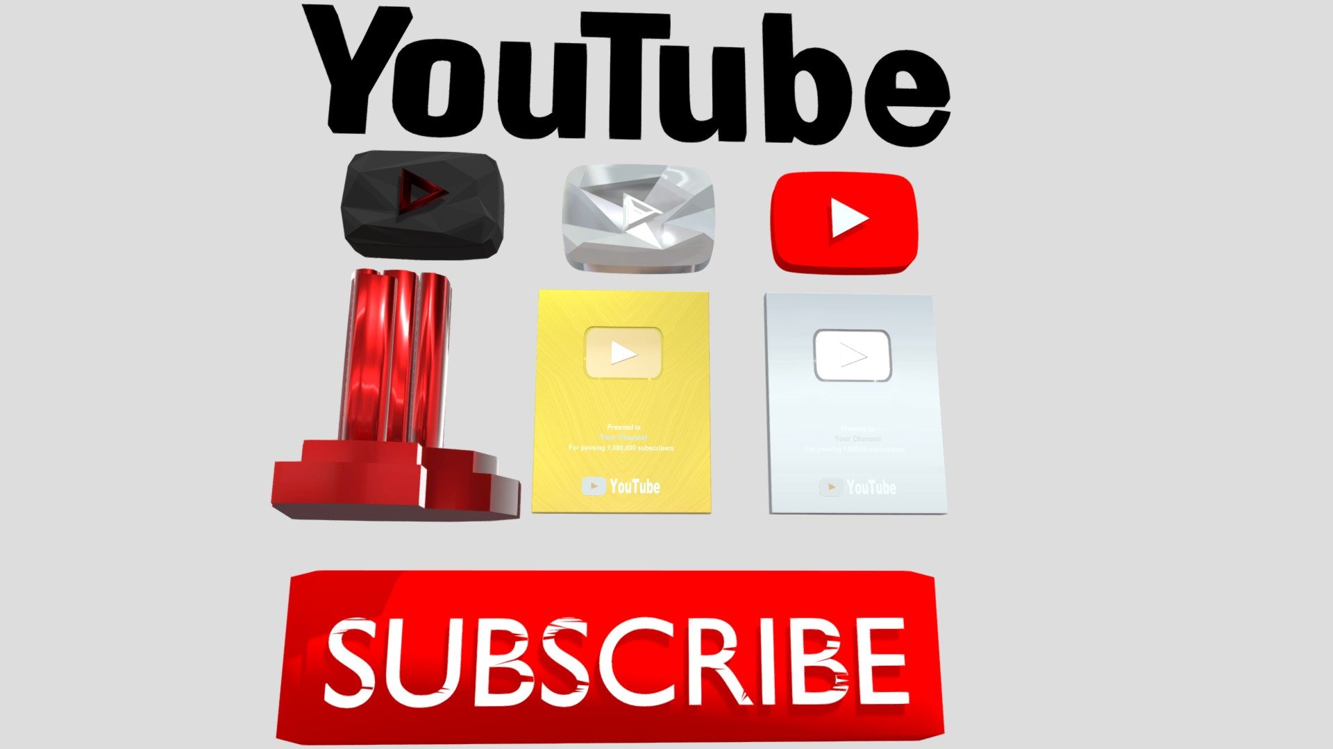 YouTube Play Buttons 3D Model Download - 3D model by Neelam Devi ...