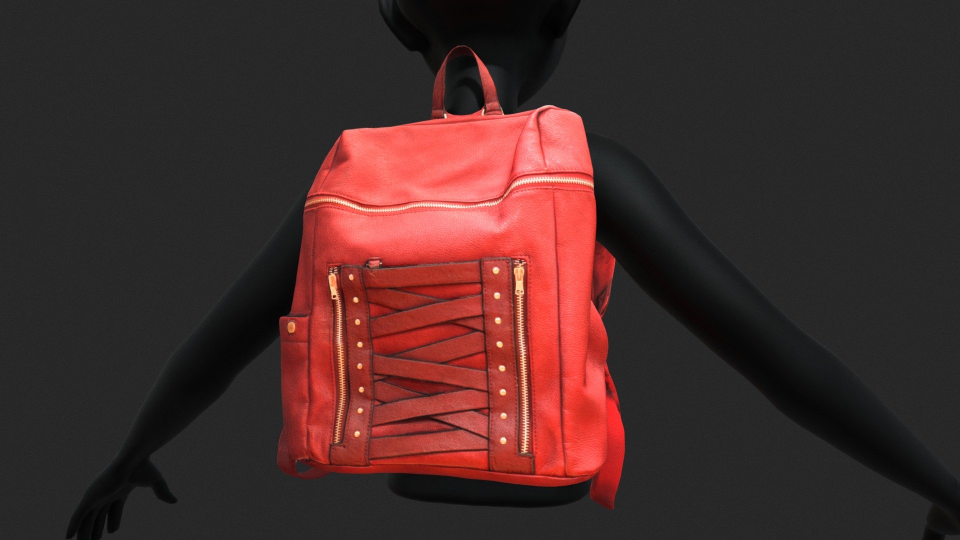 Red rucksack with metal details - Scan - Buy Royalty Free 3D model by ...