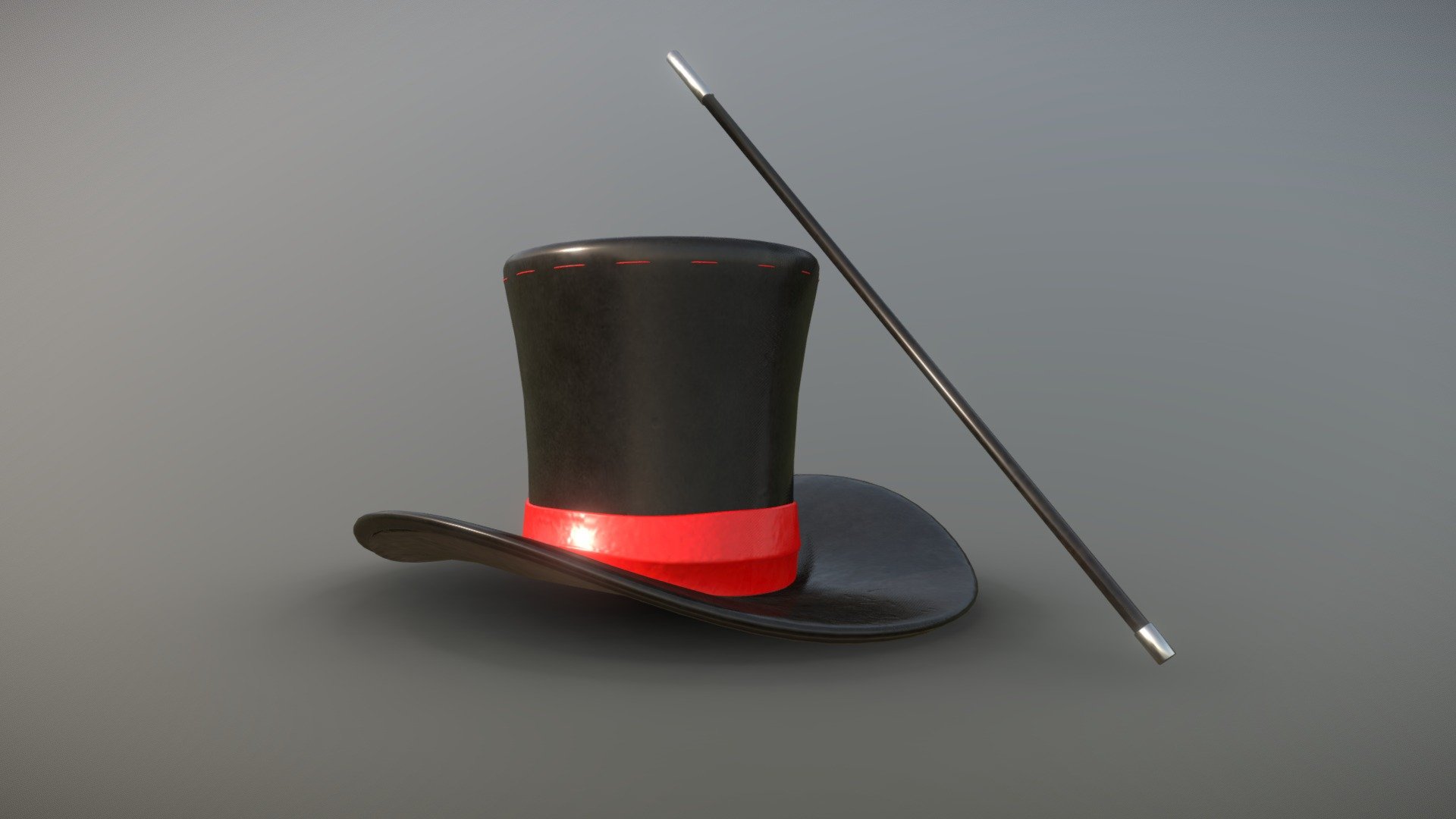 Magician Hat with Stick - 3D model by Syed's Lab (@syedslab_) [29771da ...