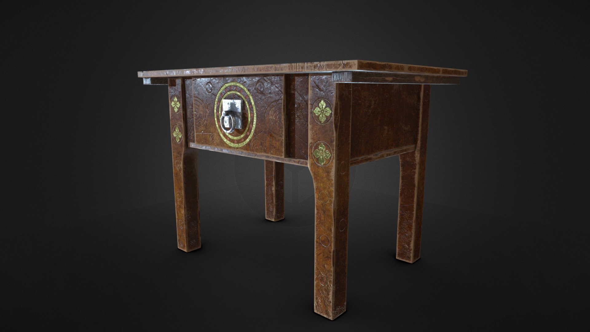 Medieval Bedside Table - 3D model by HughBaird [29a1c35] - Sketchfab