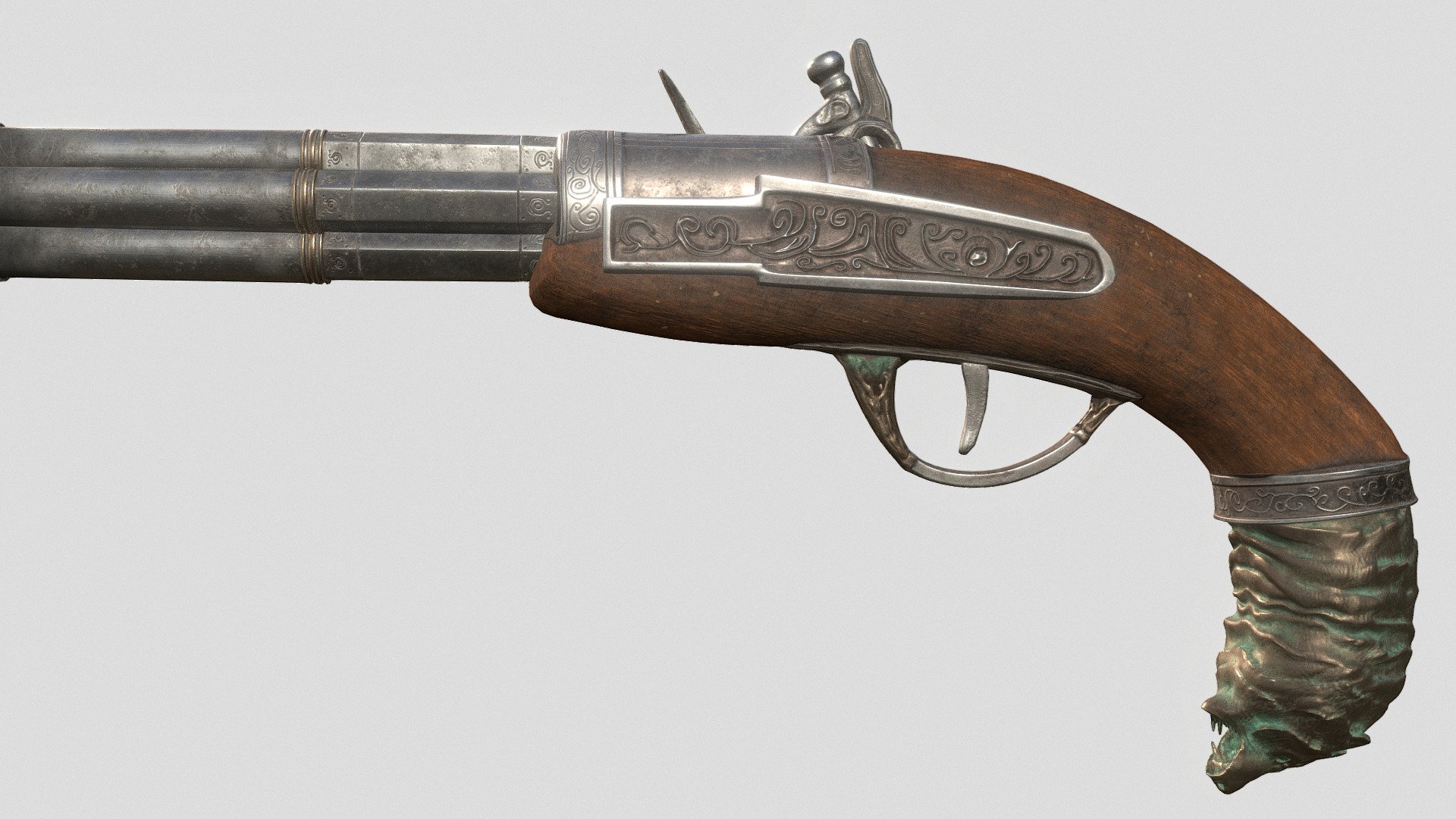 Four Barrel Bear Flintlock - 3D model by E-Holt (@Eli-Holt) [29b5f6f] - Sketchfab