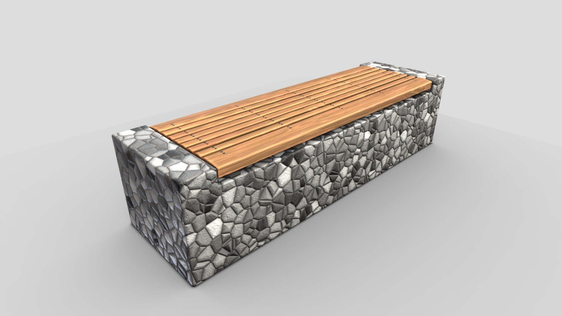 Bench [6] Wood on Mosaic Stone Block - Buy Royalty Free 3D model by VIS ...