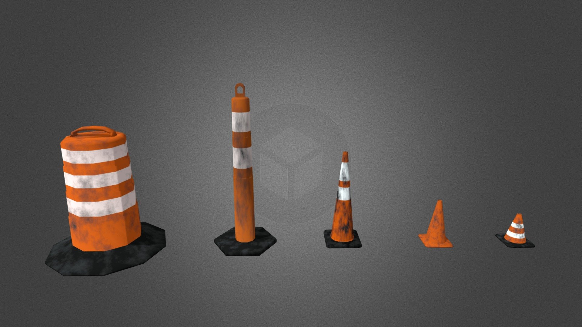 Dirty Traffic Cones - Low Poly Asset Pack - Buy Royalty Free 3D model ...