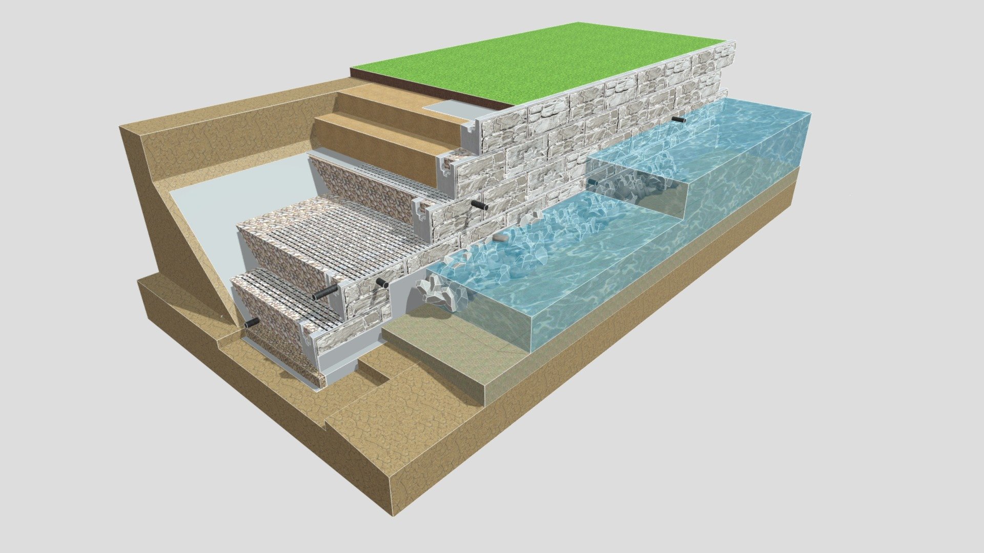 Stormwater Retention Wet Pond Geogrid - 3D model by MagnumStone ...