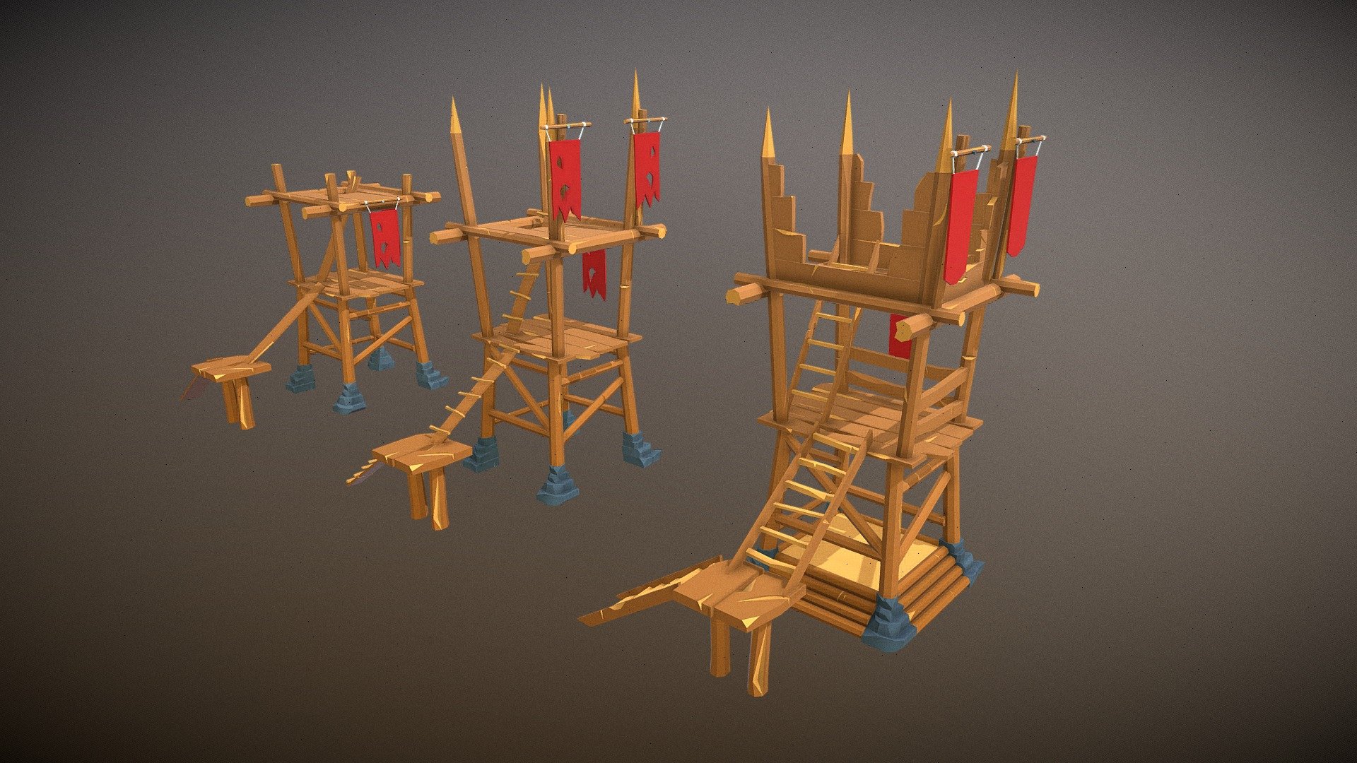 Wooden Watchtower lvl 1-3 - Download Free 3D model by Helyeouka ...