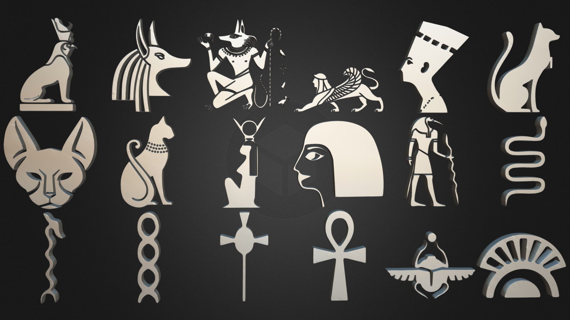 Egyptian Alpha Symbols Volume 01 - Buy Royalty Free 3D model by Yacine ...