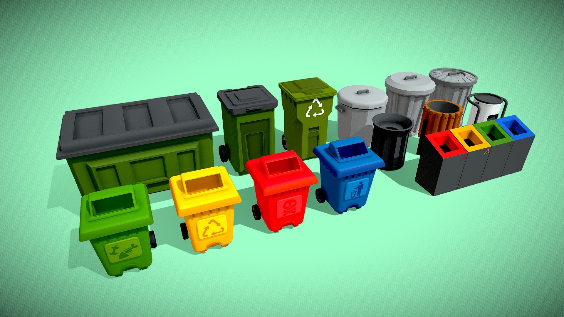 Trash Can pack - Buy Royalty Free 3D model by DARKLORD (@DARK_2LORD2 ...