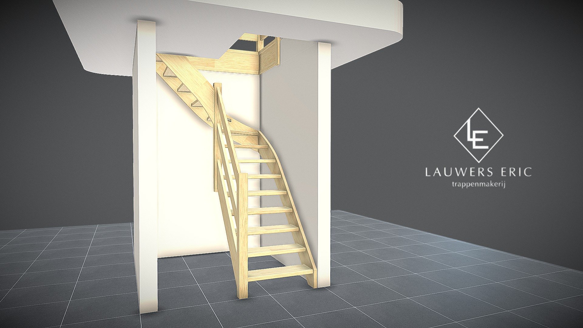 Een open trap in standaard uitvoering - 3D model by Trappen Lauwers ...