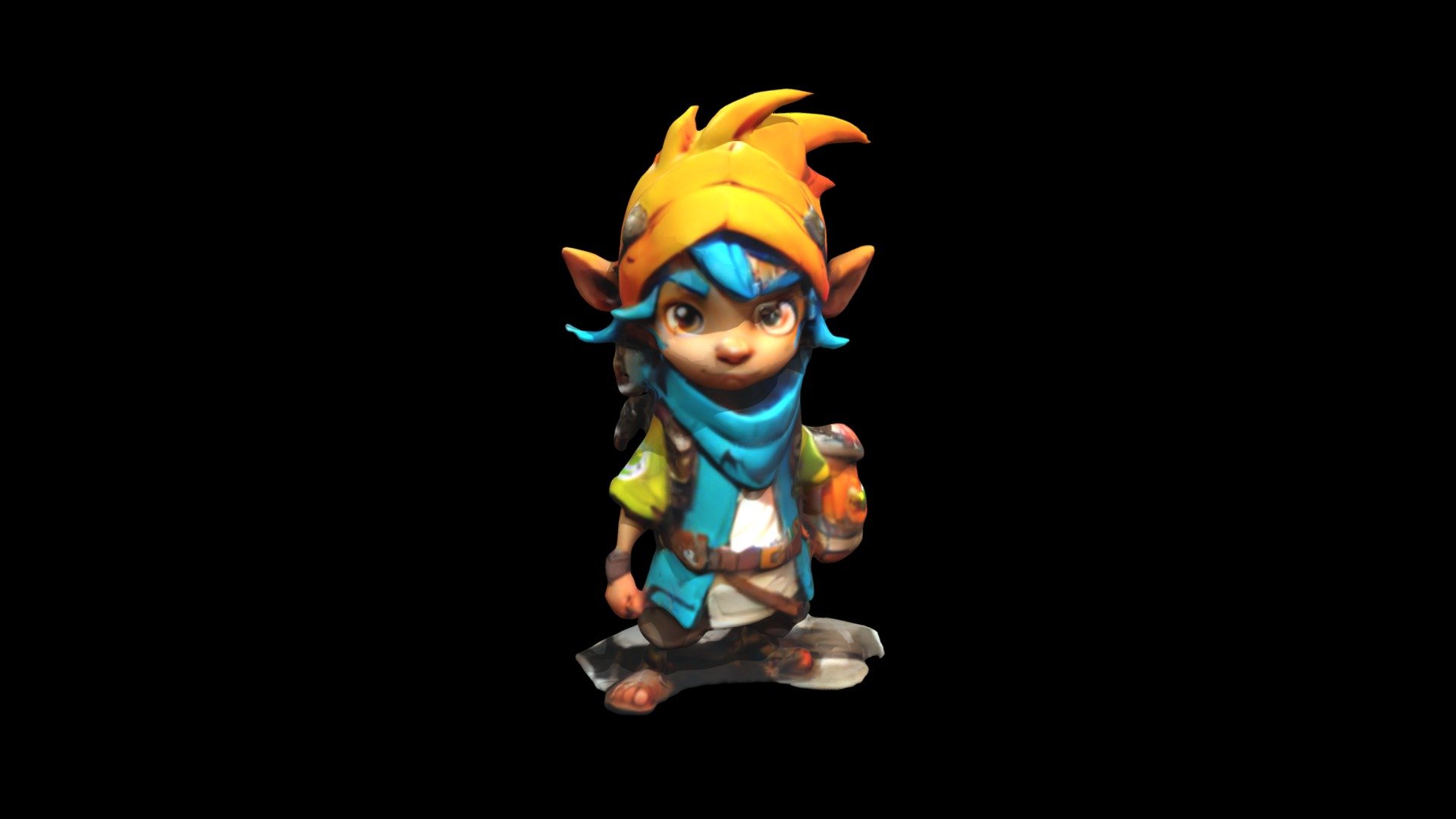 a cartoon character with blue hair and an ora - Download Free 3D model ...