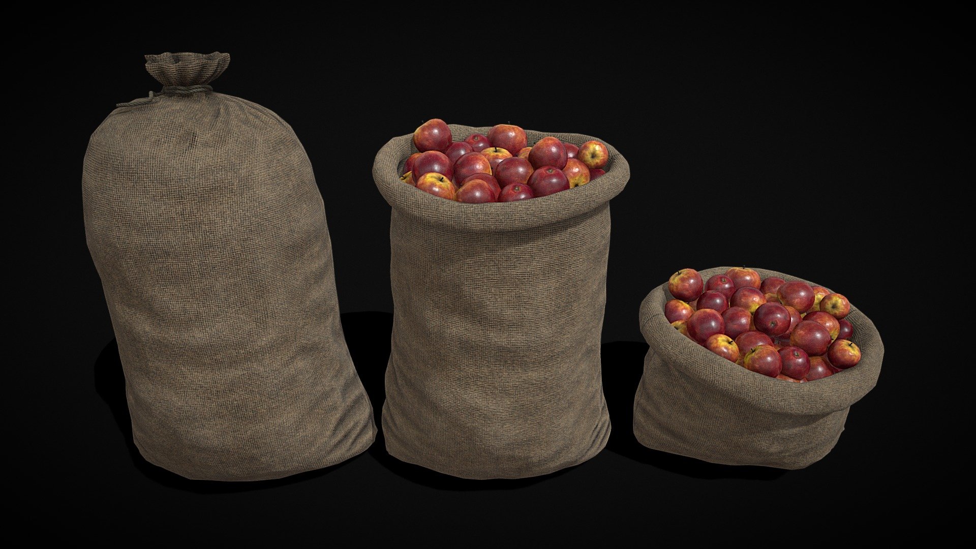 Burlap Sack of Red Apples - Buy Royalty Free 3D model by ...