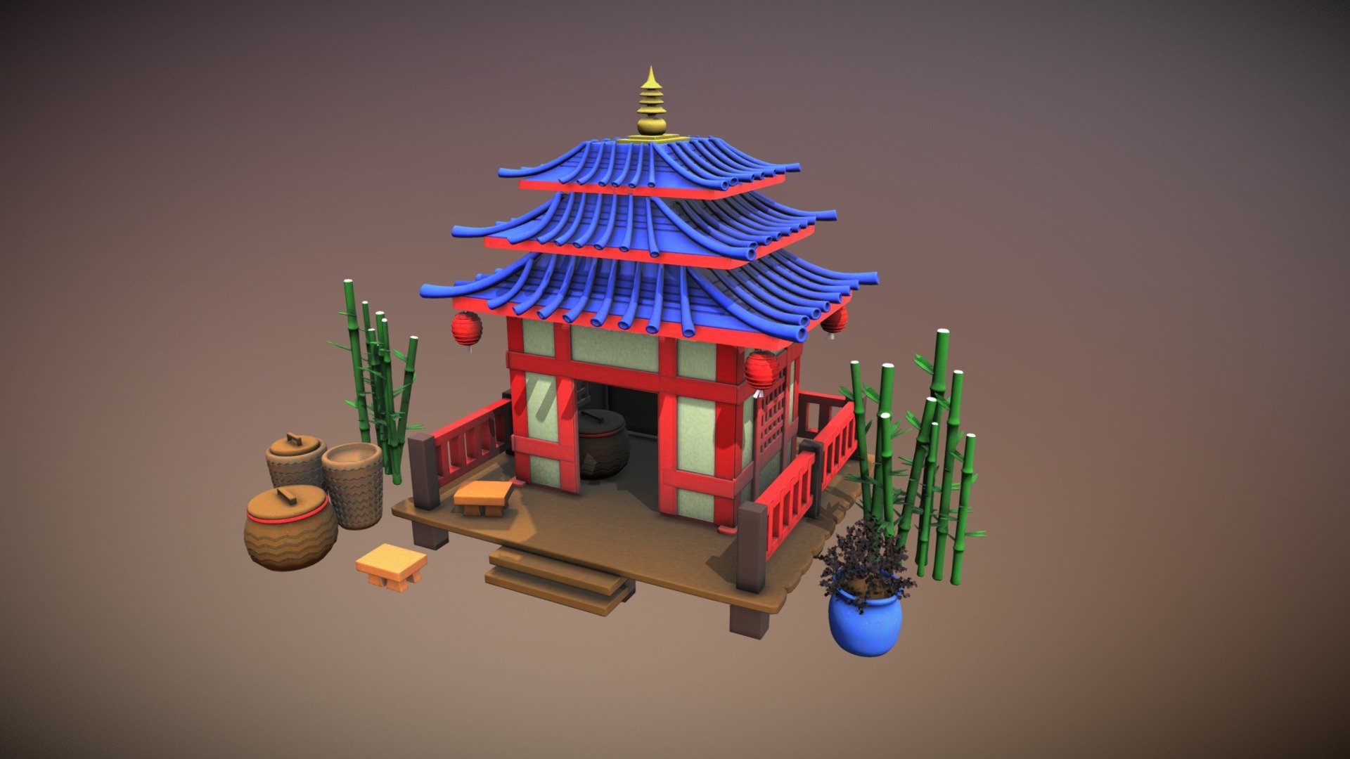 Japanese Hut - 3D model by Aneeza.Ashraf [2a1eeb1] - Sketchfab