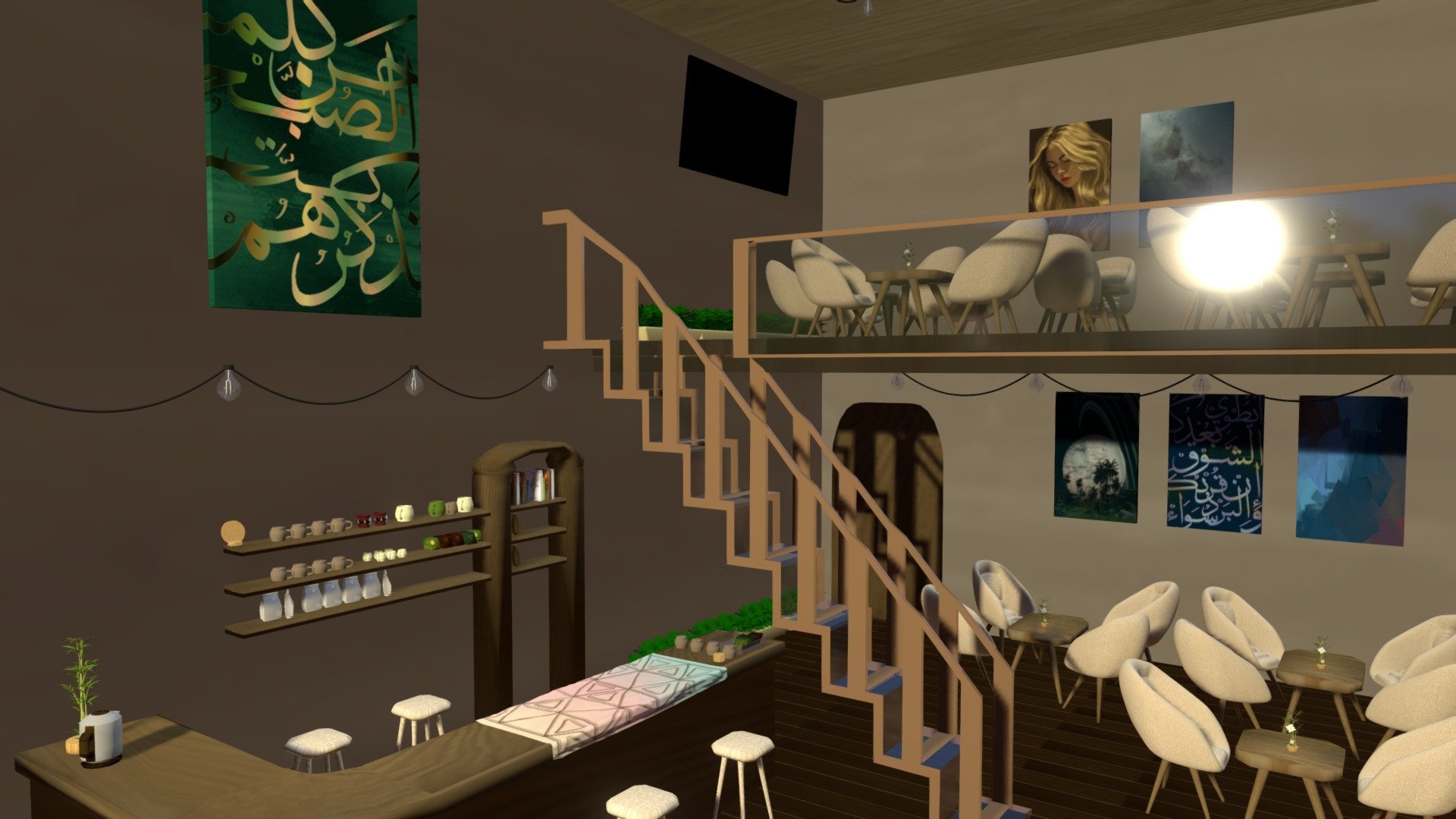 Cafe A - 3D model by xiroona [2a4701d] - Sketchfab