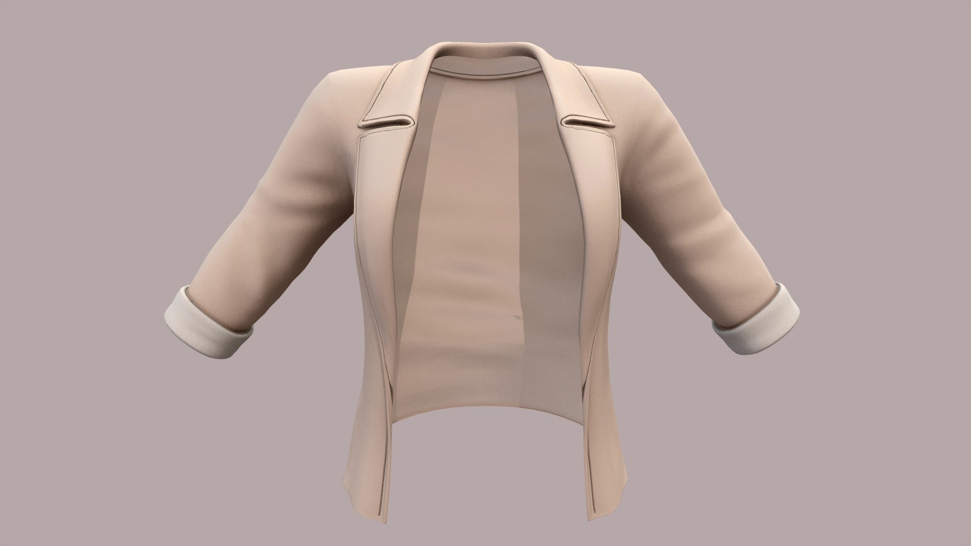 Female Rolled Sleeves Open Front Stylish Jacket - Buy Royalty Free 3D ...