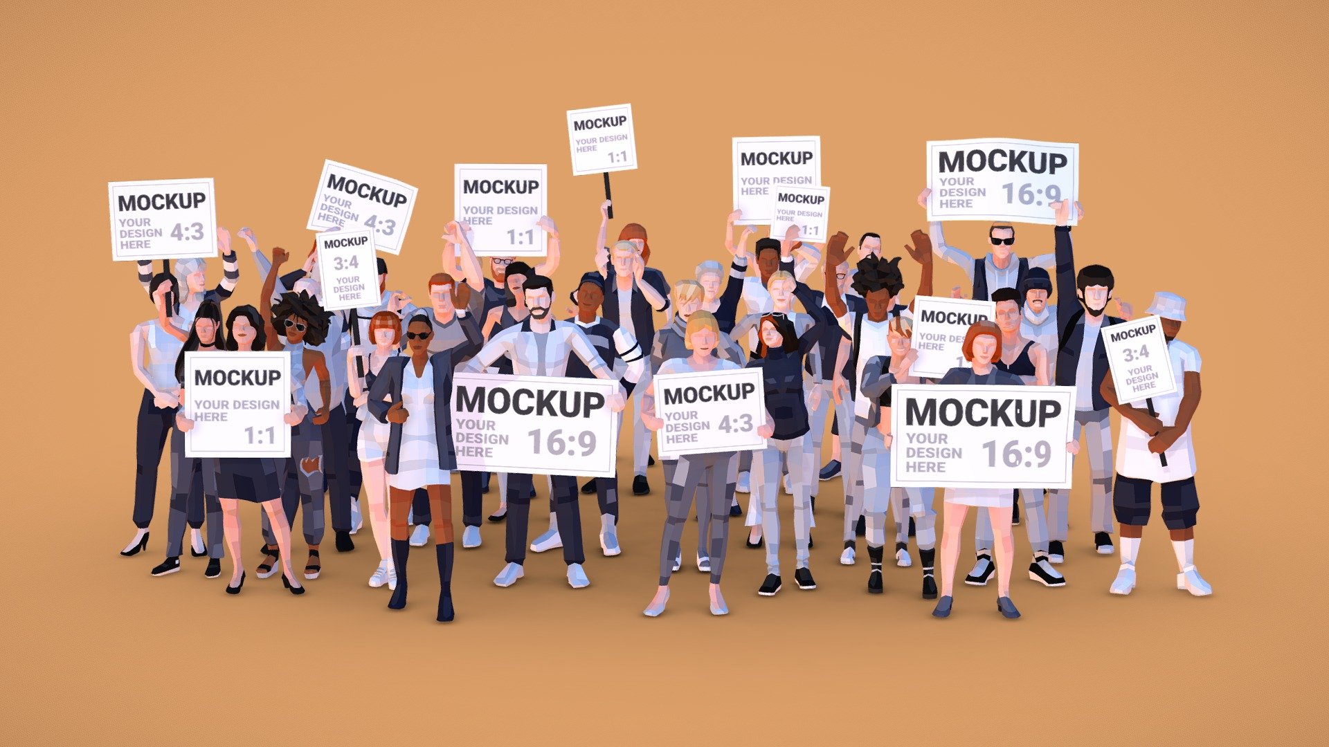 People Protesting Mockup Low-Poly Style - Buy Royalty Free 3D model by ...