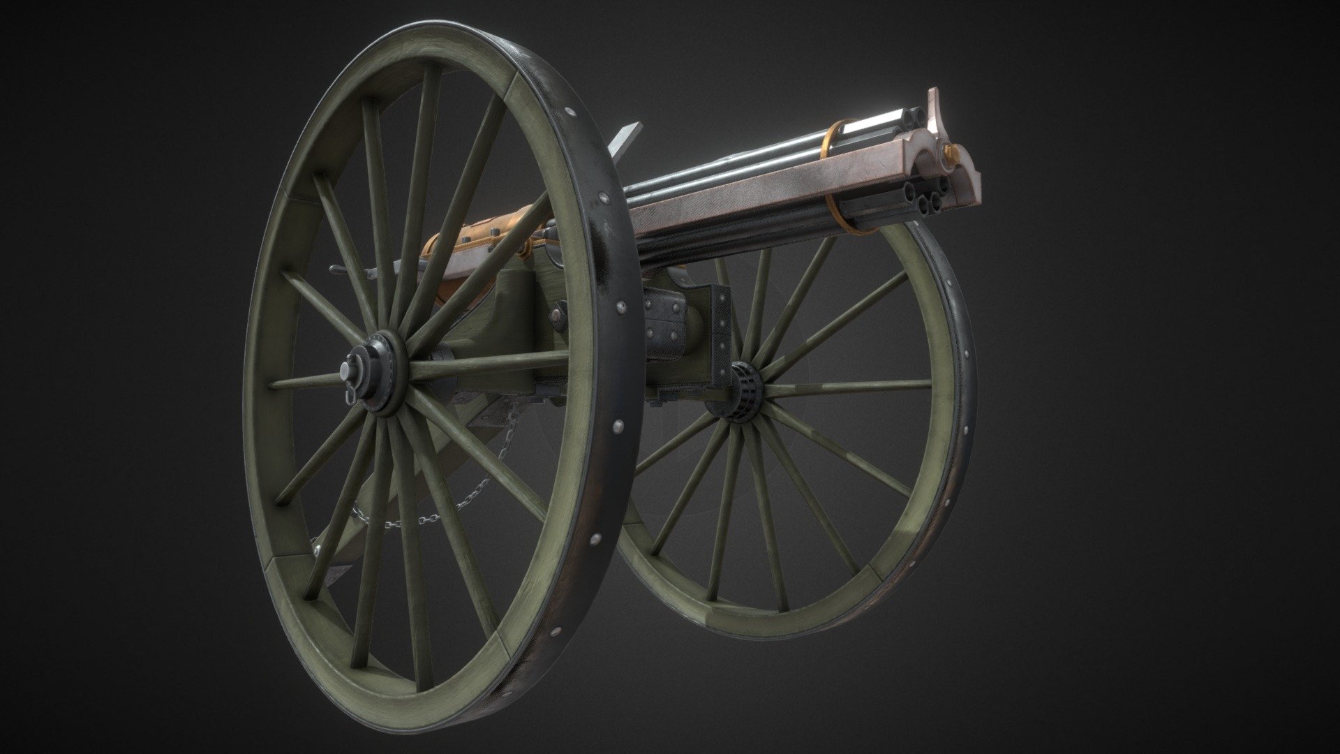 1865 Colt Gatling Gun - 3D model by NURBS [2a6bc51] - Sketchfab