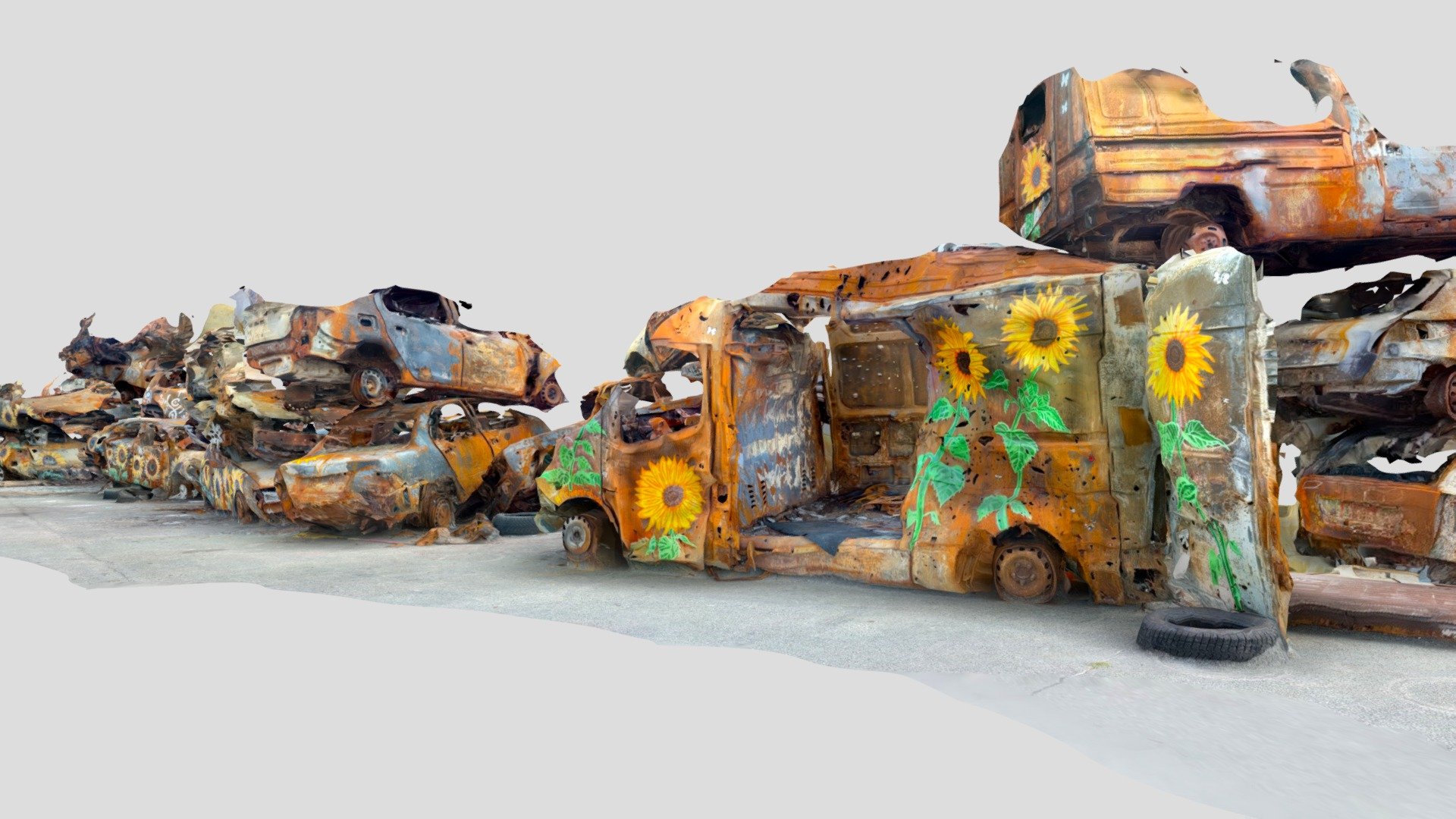 Destroyed and Decorated Cars in Irpin, Ukraine - Buy Royalty Free 3D ...