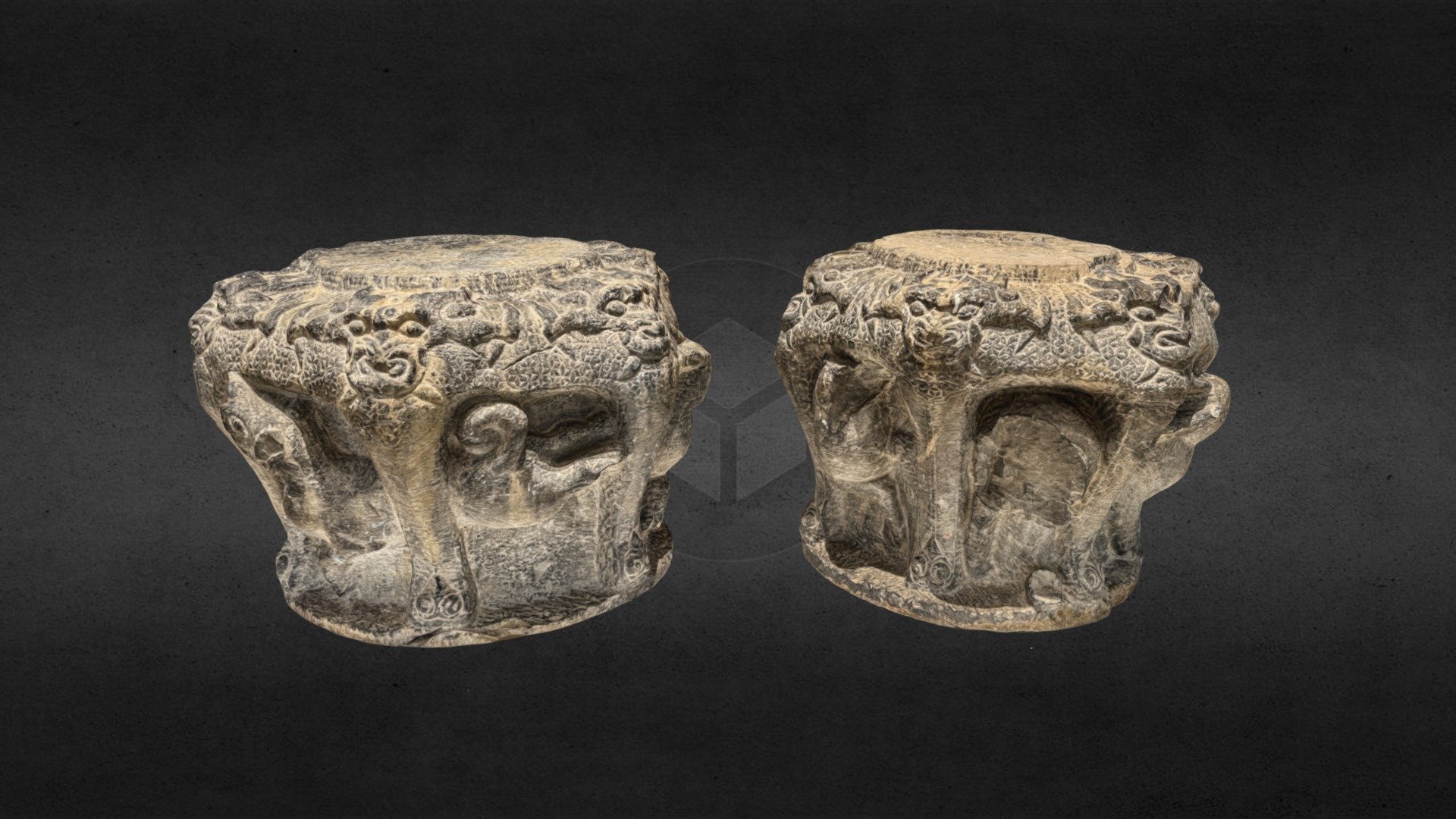 Stone Plinths with Nine Carved Lions (九狮础) - 3D model by 邵青 (@roblinka ...
