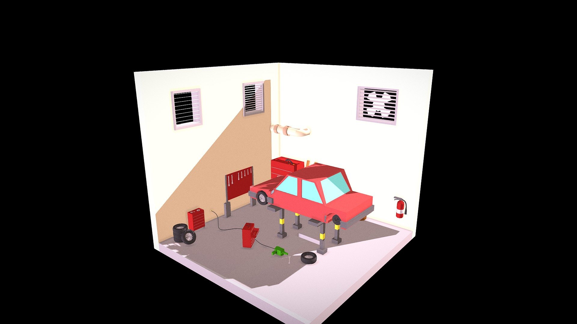 Isometric Room Design: Mechanic Shop - 3D model by ercandinsel [2a781ec ...