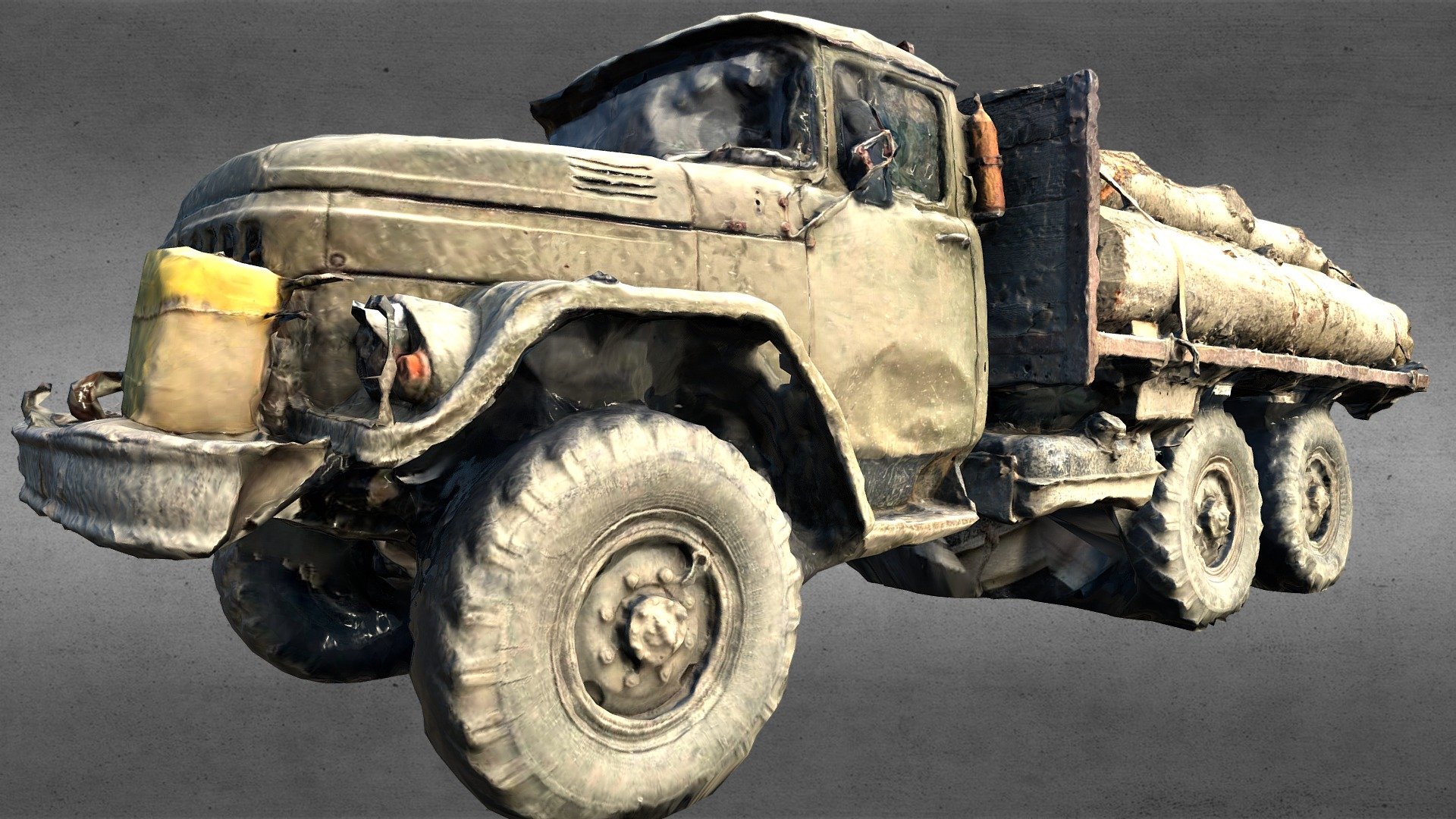 Old soviet truck with wood logs - Buy Royalty Free 3D model by ...