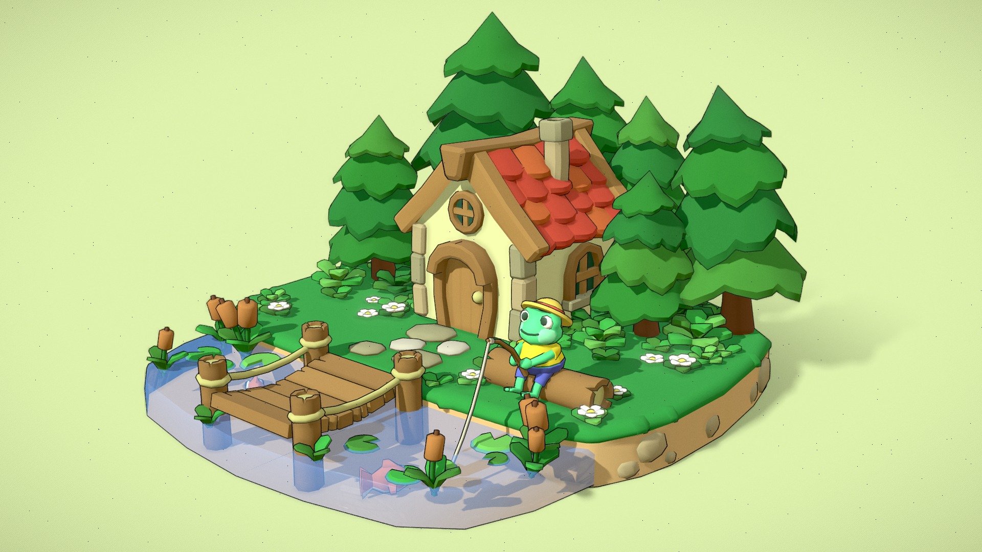 Simple Froggy Scene - 3D model by Jitske Bauwens (@Jitske_Bauwens ...