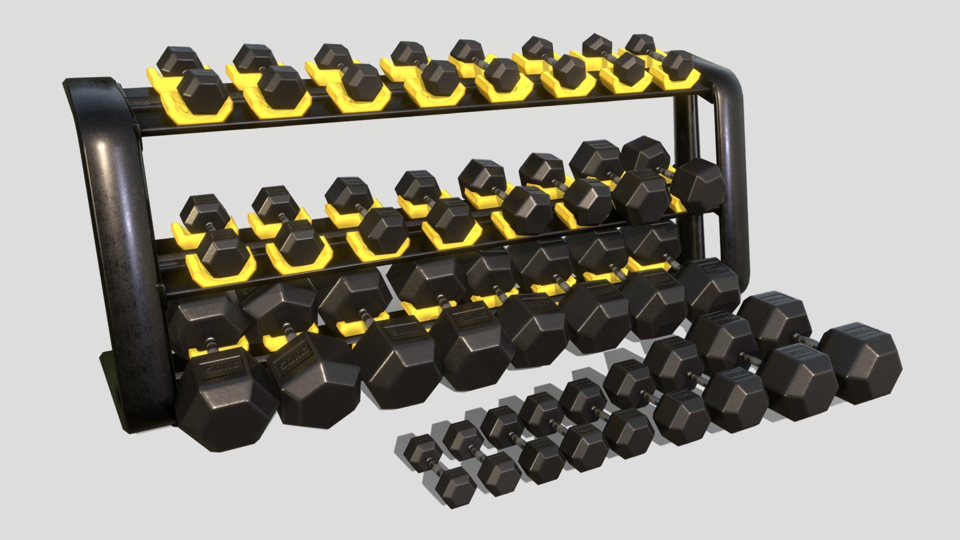 Dumbbells Game Ready Pack with Holder - Buy Royalty Free 3D model by ...