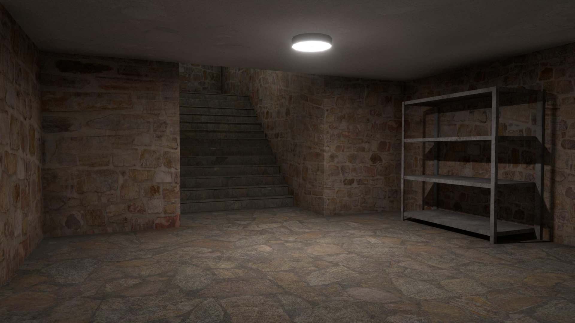 Rock Wall Basement with Baked Lighting - Buy Royalty Free 3D model by ...