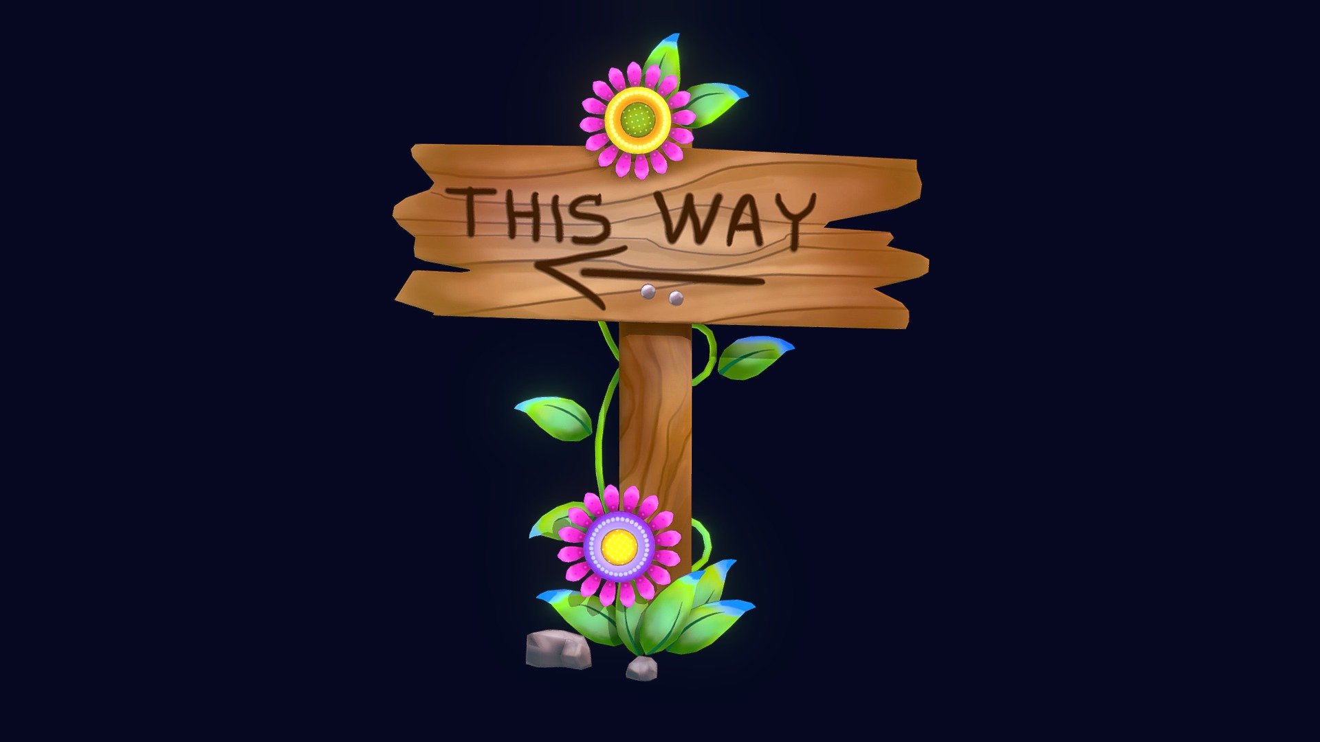 Road sign "This Way" - 3D model by olgaluka [2aa63d4] - Sketchfab