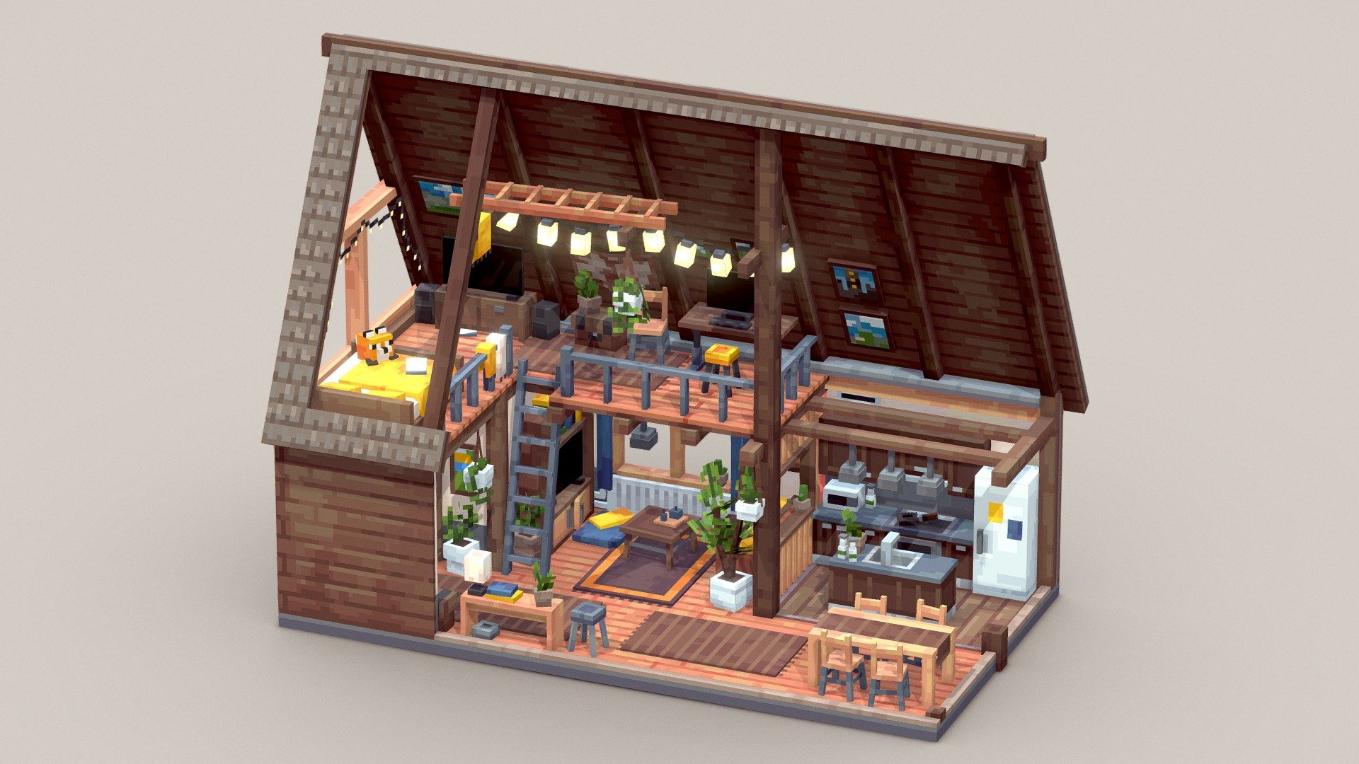 Cozy Isometric Cabin - 3D model by Wacky (@wackyblocks) [2ab1921 ...
