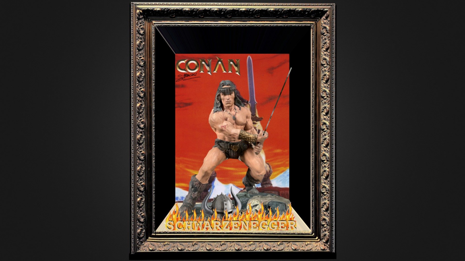 Statue Conan 2 Arnold Cadre 3D - 3D model by Art-Conan [2ab4aff] - Sketchfab