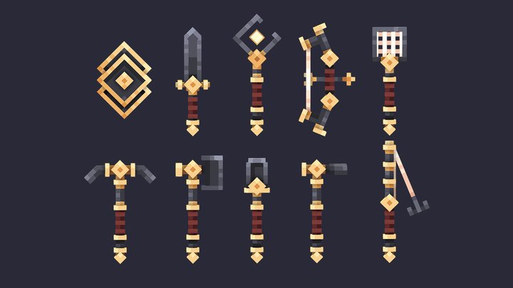 Gilded Tools & Weapons - 3D model by Workshop Six [2ab8028] - Sketchfab