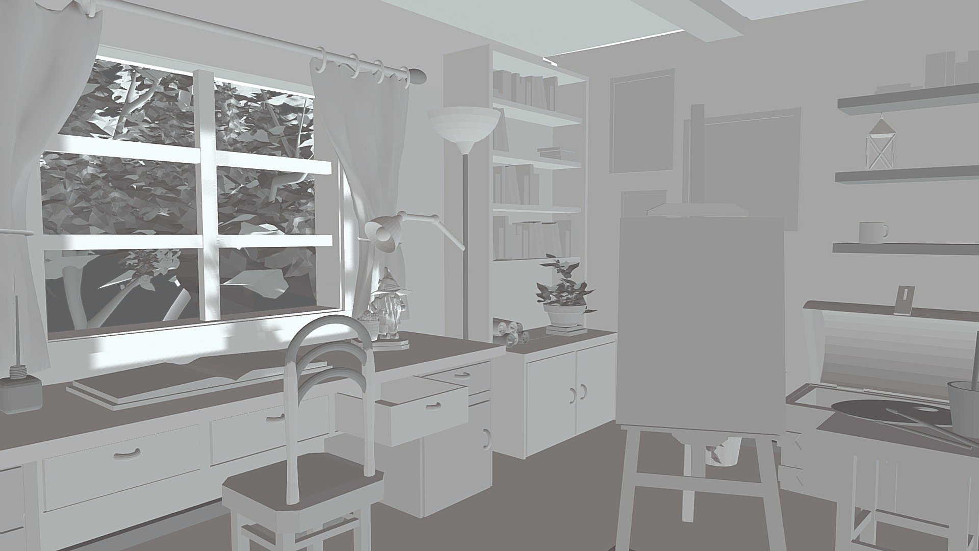 Cozy atelier room - 3D model by Alise (@Apila) [2ae1056] - Sketchfab