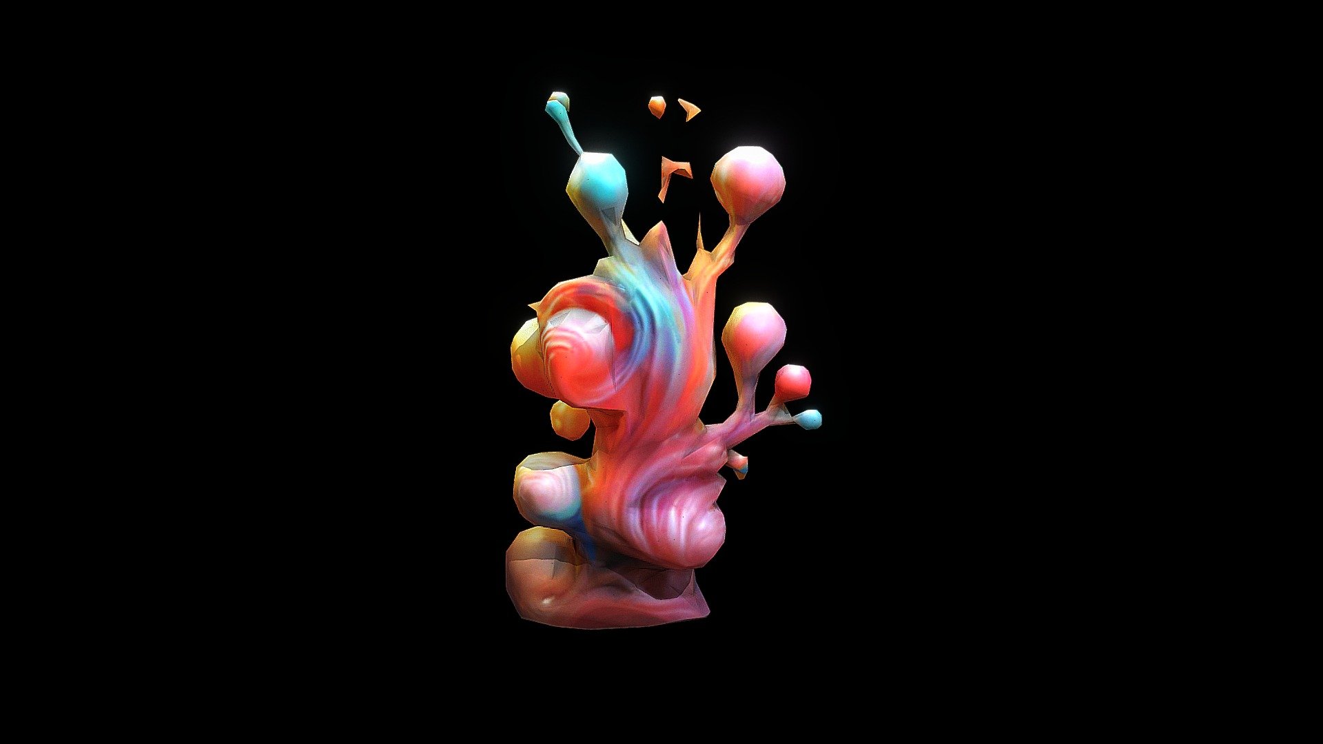 a painting of a colorful swirl with a yellow - Download Free 3D model ...