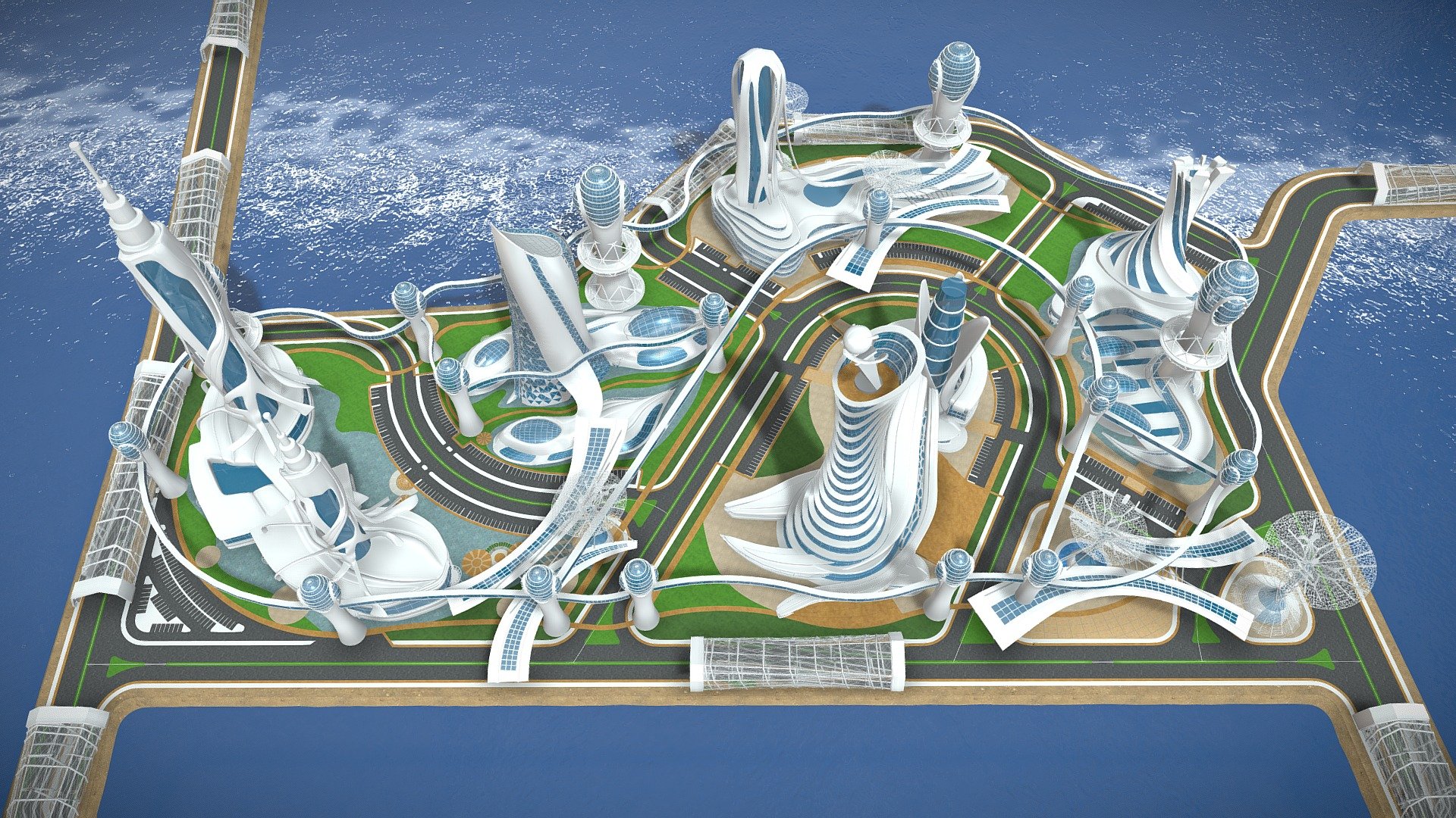0080 - Future City Island - Buy Royalty Free 3D model by Vertex ...