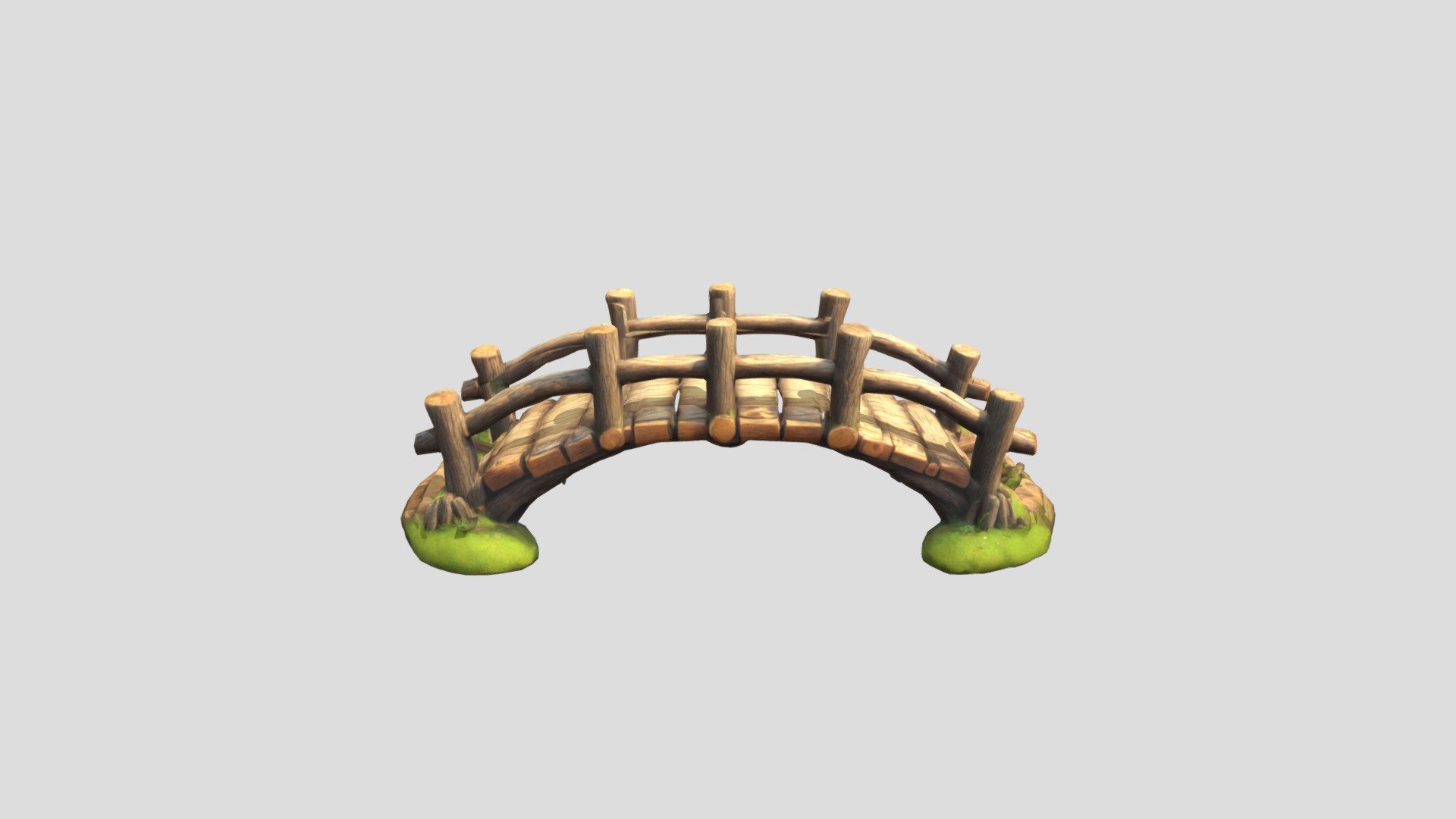 old bridge made of logs, cartoon style - 3D model by maxim.sinyakin ...