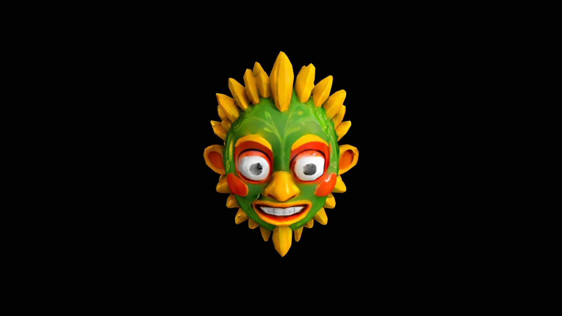 A colorful mask with green and yellow colors, re - Download Free 3D ...