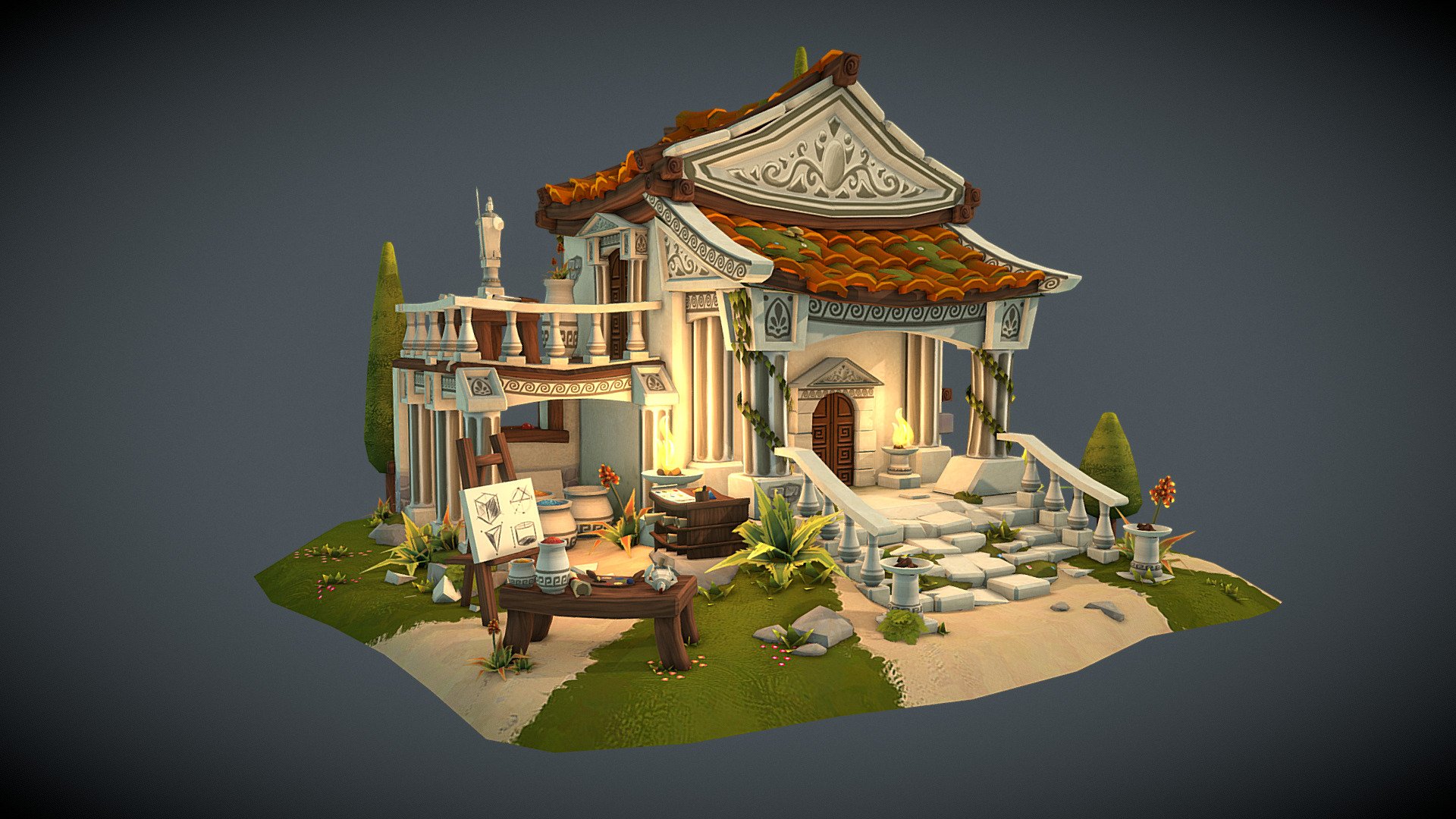 Greek Artist Estate - 3D model by denniswelling [2b1cdcb] - Sketchfab