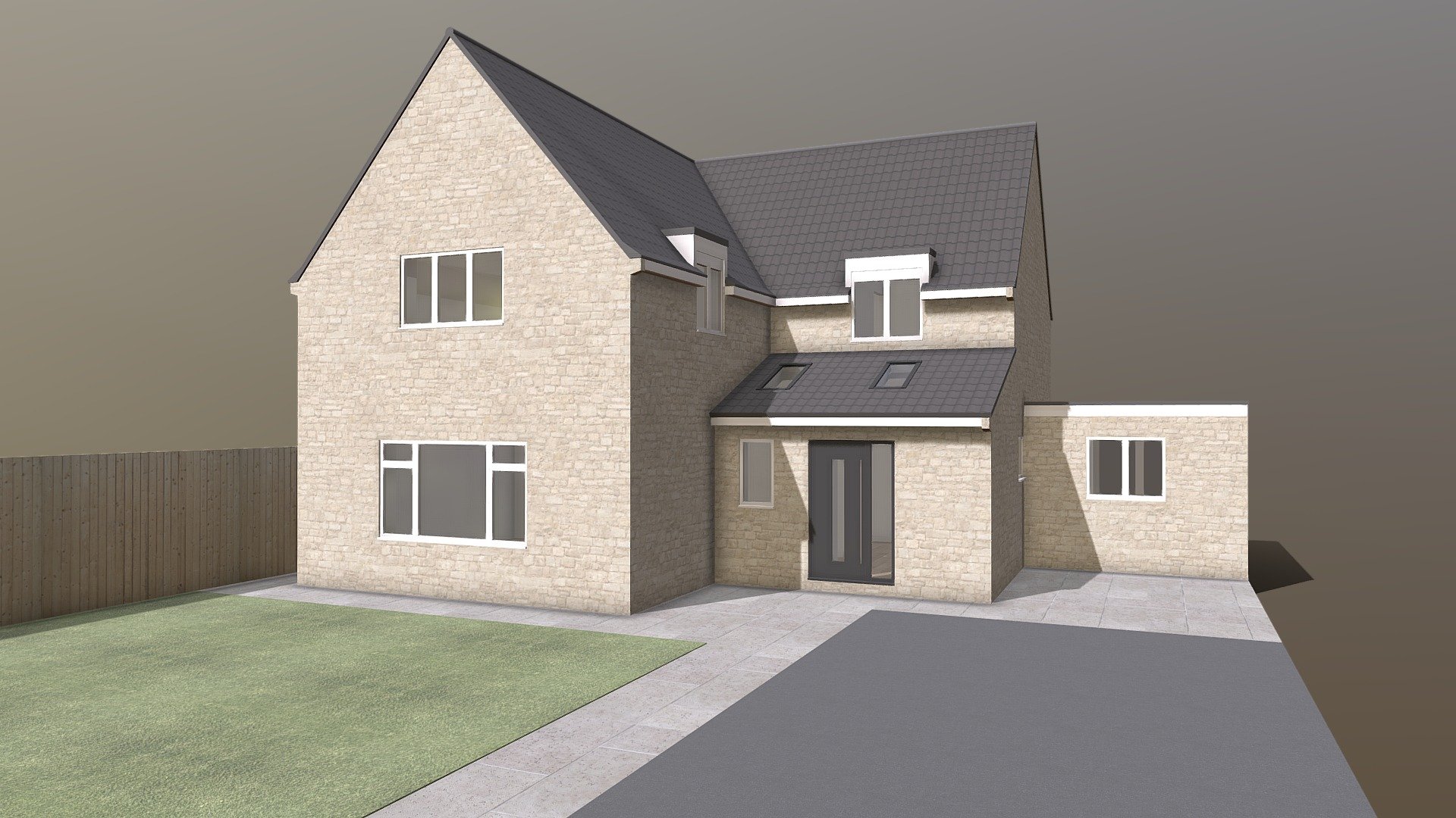 Two Storey Extension to Principal Elevation - 3D model by Somerset ...