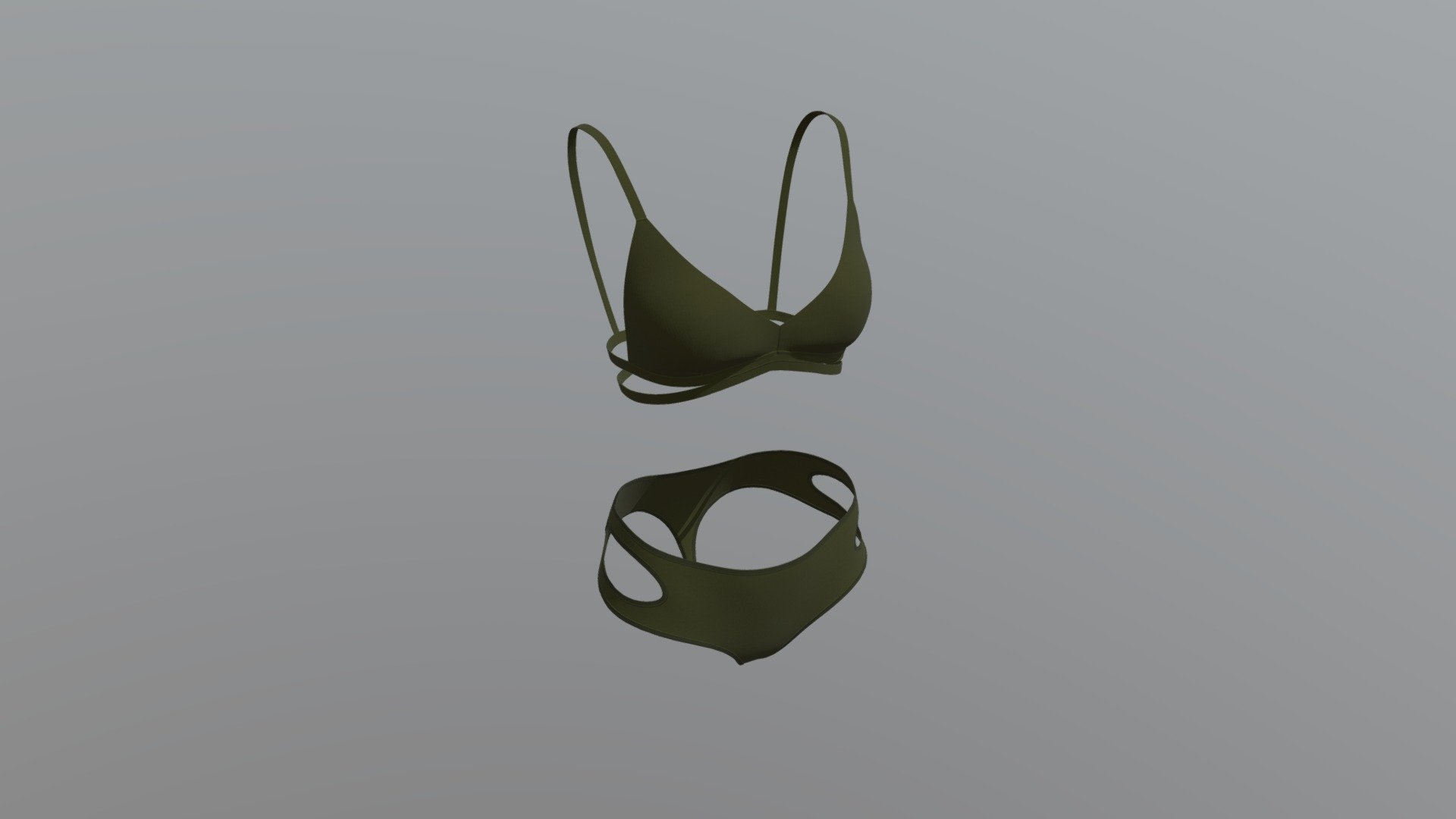 Army Green Hollow Out V-neck Bikini Set - Download Free 3D model by Style3D CG (@Style3DMeta ...