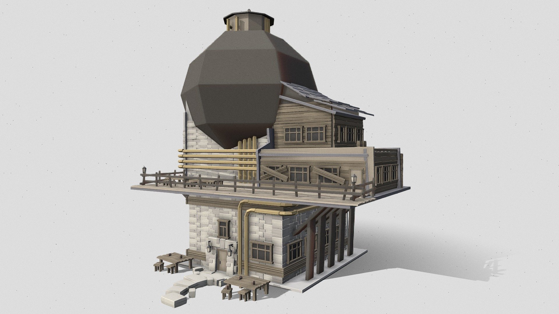 Wild West And Steampunk low poly Building - Download Free 3D model by ...
