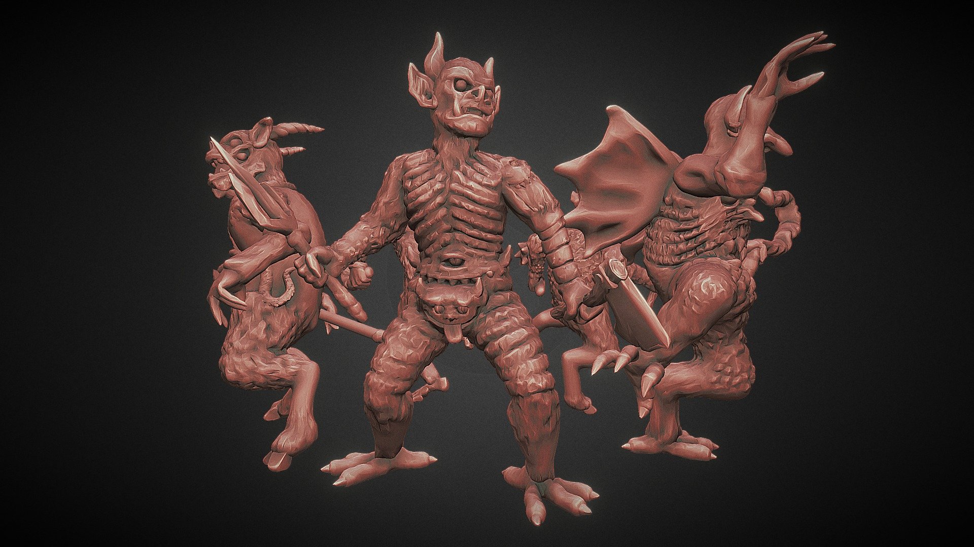 [commission] medieval demons miniature set - 3D model by whackonaut ...