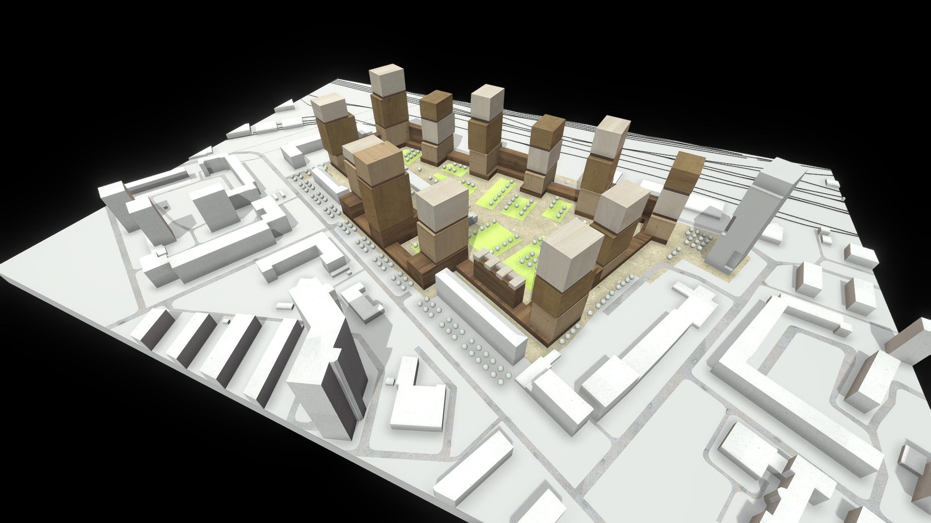 Massing of a high-rise development - Buy Royalty Free 3D model by ...