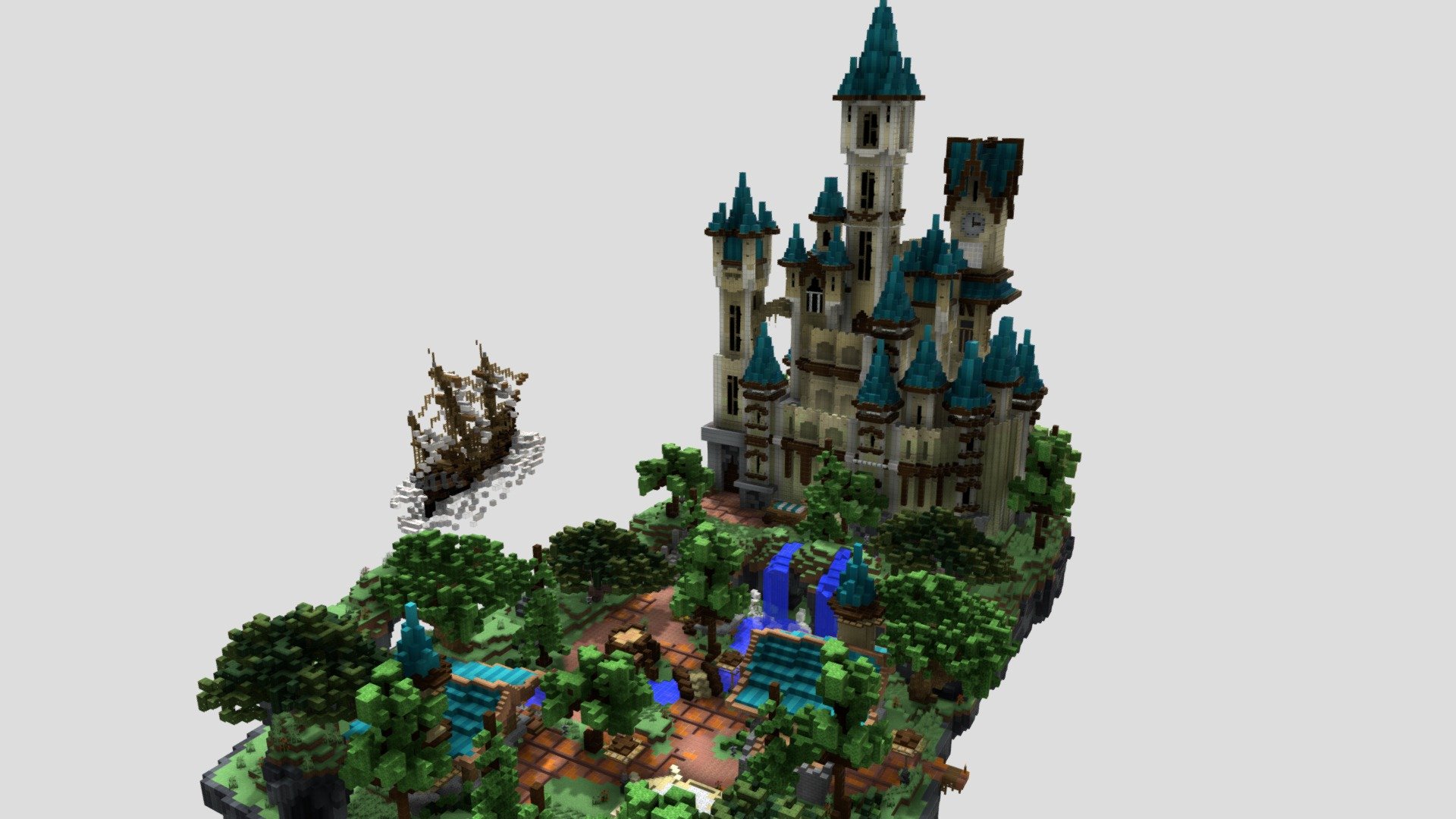 Cyan Castle - Minecraft Hub - 3D model by AizenessTeam (@suspectalien ...