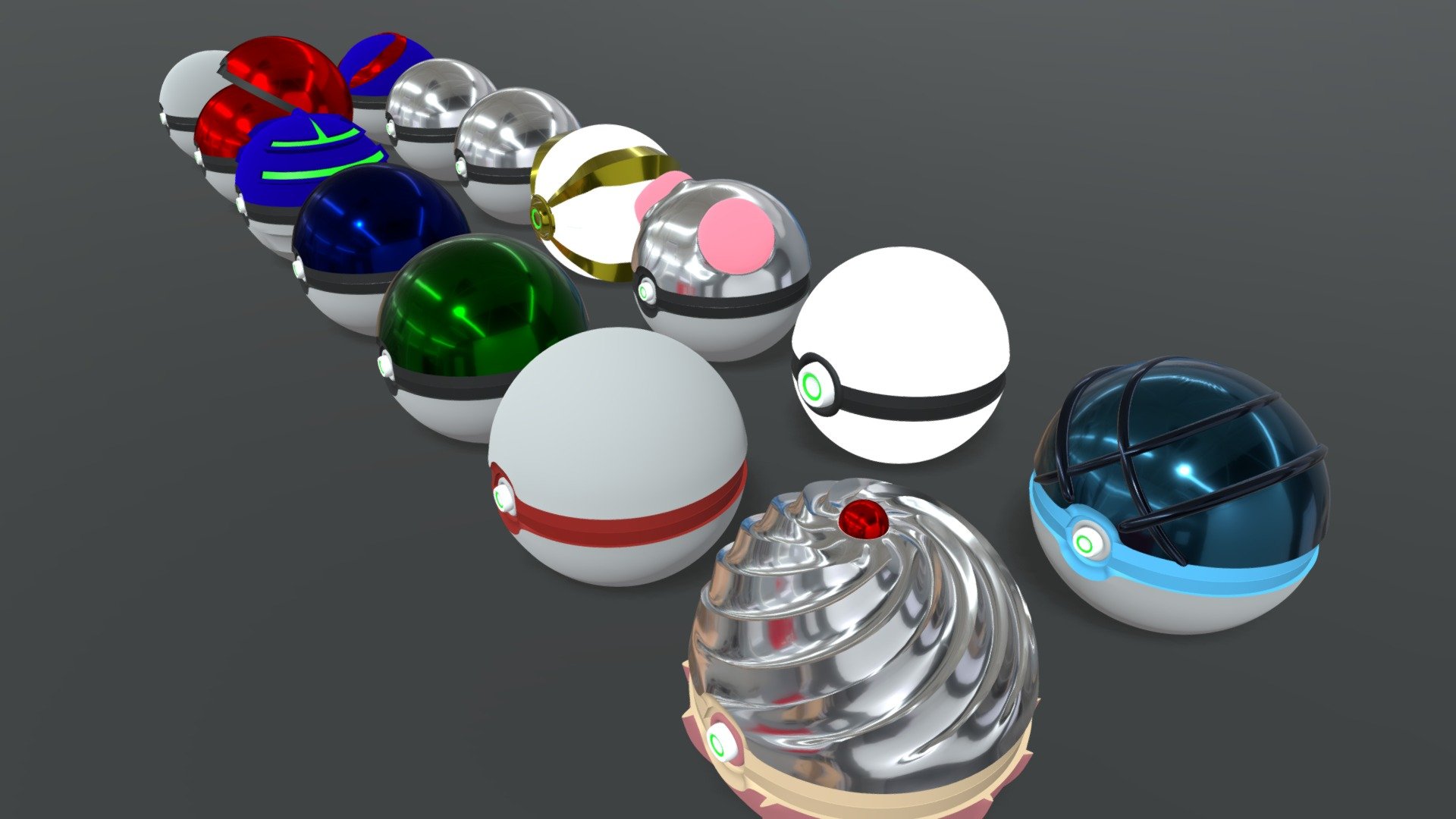 Pokeballs - Download Free 3D model by n.douglas [2b6f4ee] - Sketchfab