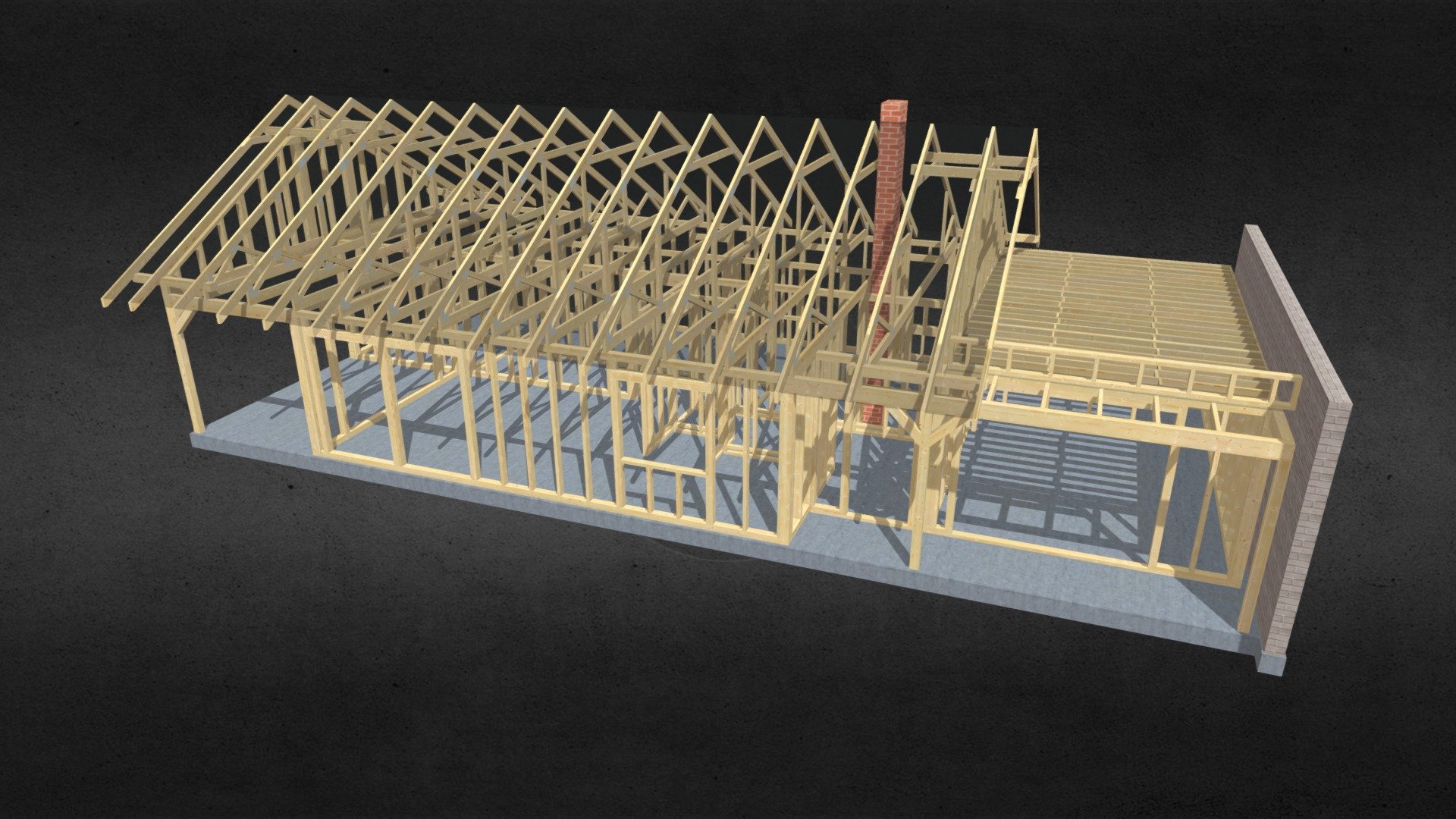 Wooden frame construction - house #0122 - Download Free 3D model by MK ...