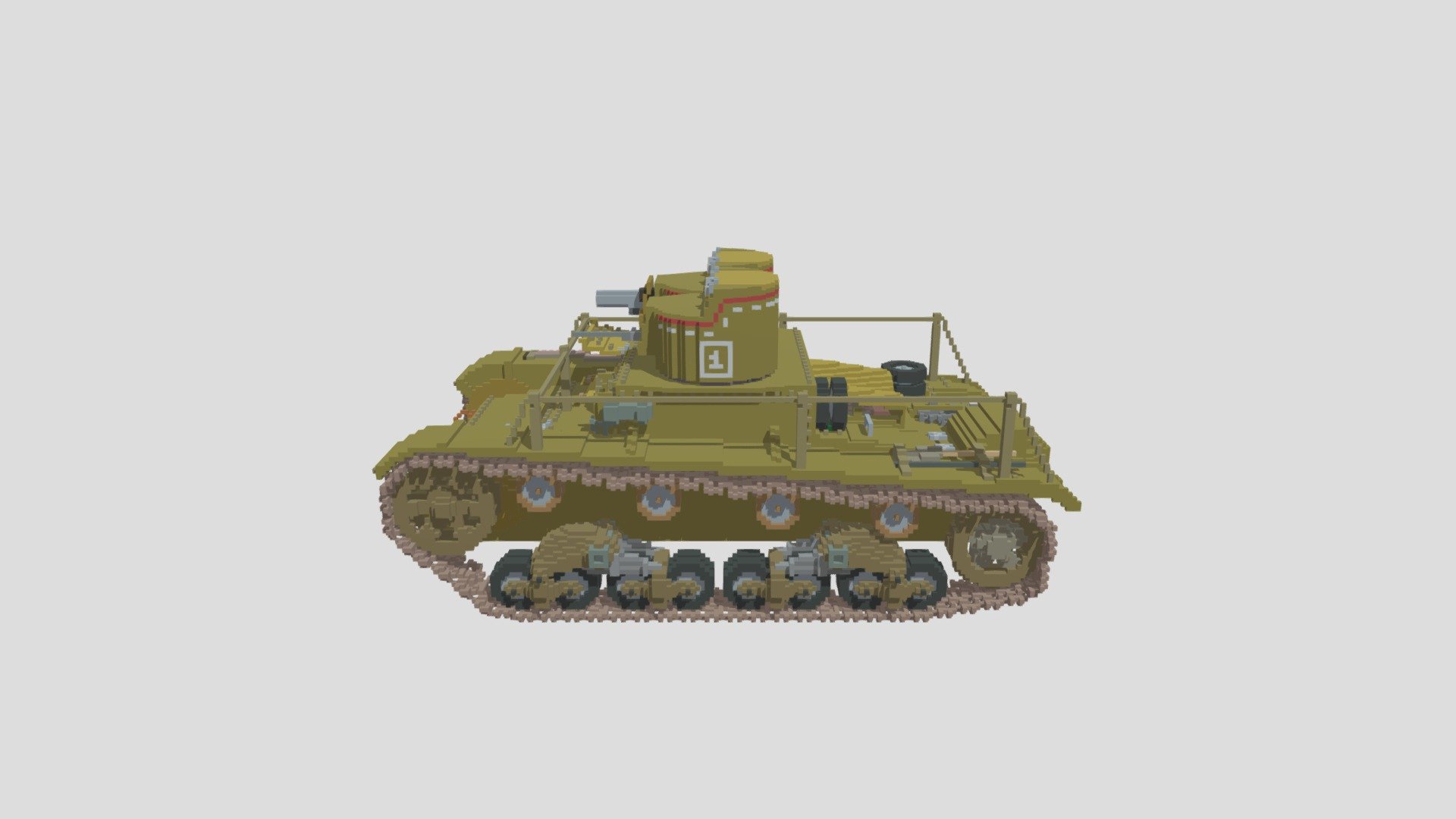 voxel tank T26 with two turrets - 3D model by Dmitry Pollack ...