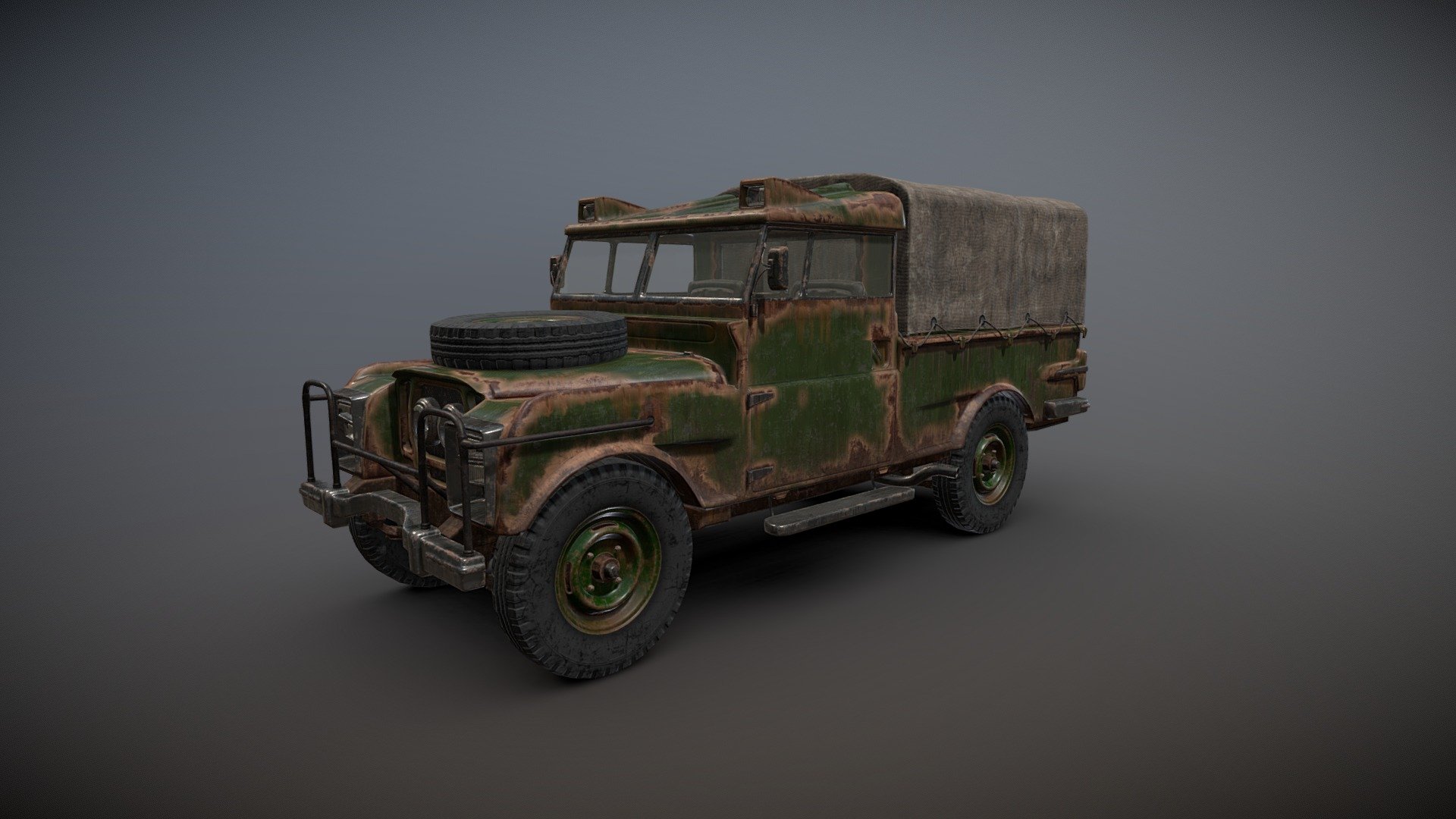 Atom Punk British Military Jeep, rusted - Buy Royalty Free 3D model by ...
