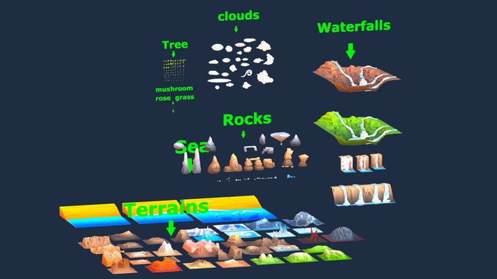 Waterfall-mountain 3D models - Sketchfab