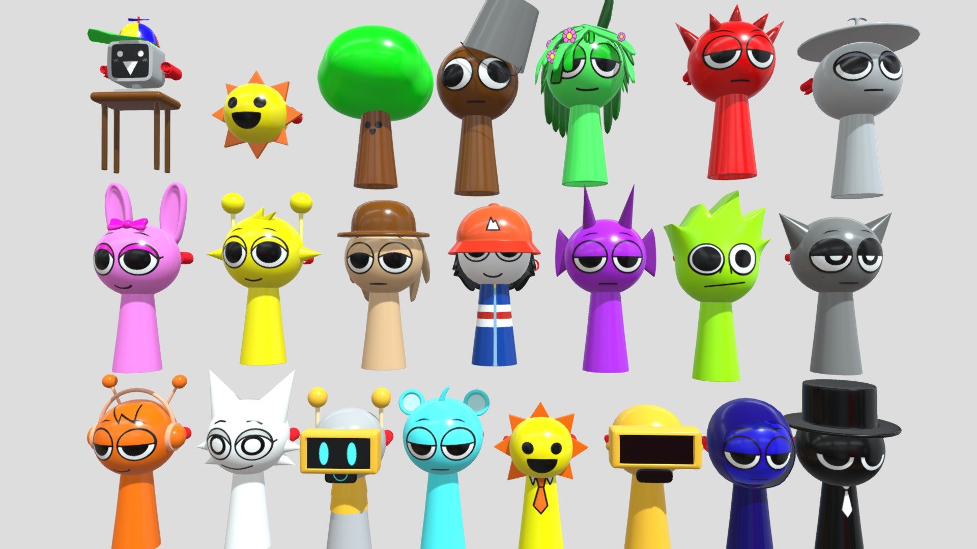 Sprunki Pack - 22 Characters - 3D model by NeurShop [2b8c875] - Sketchfab