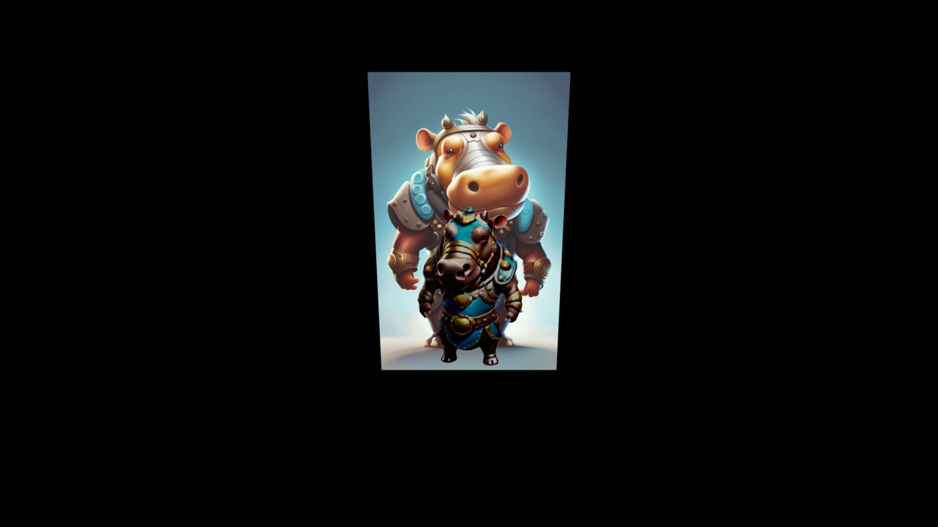 cartoon hippo in armor with a blue background, a - Download Free 3D ...